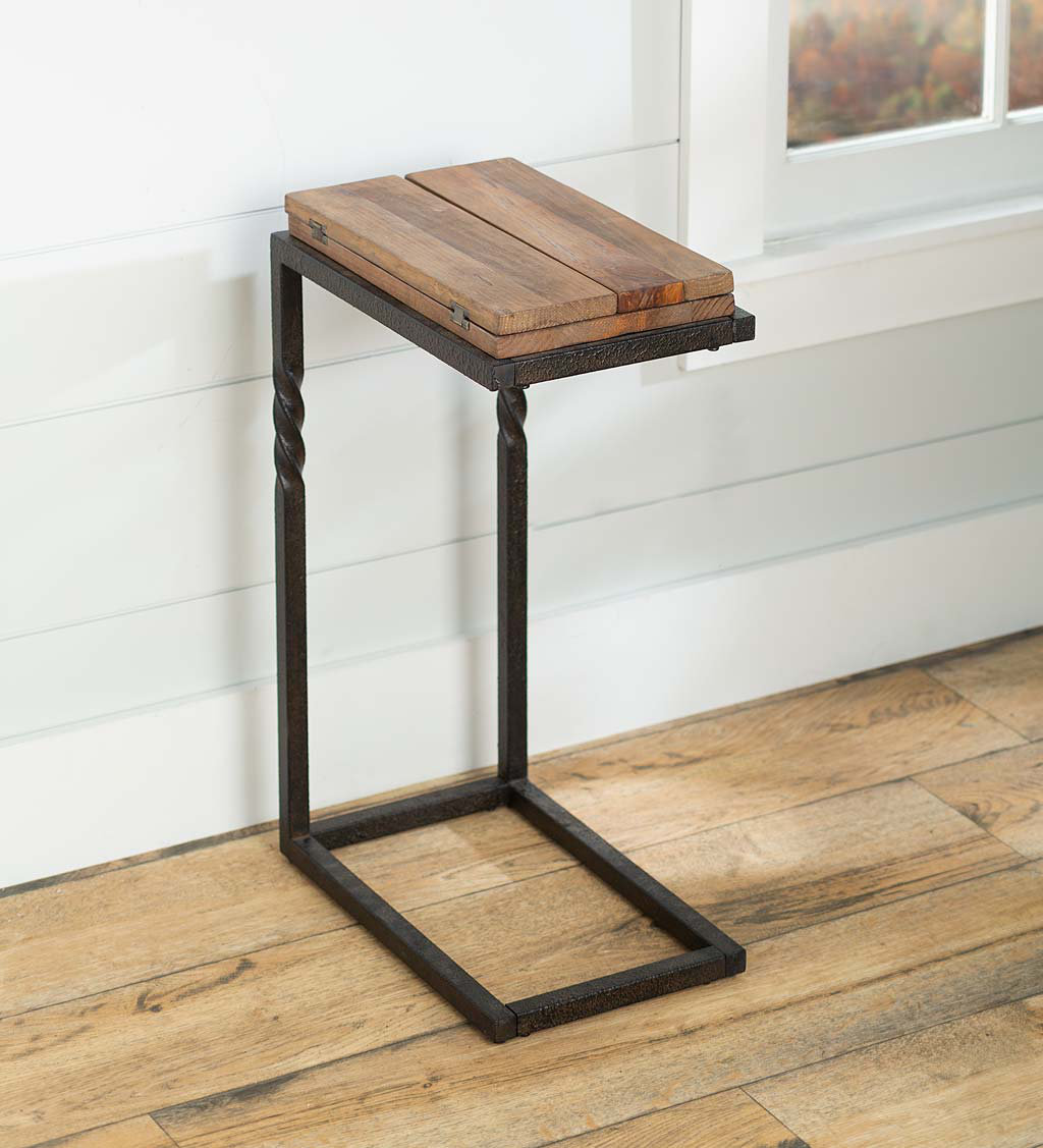 Plow & Hearth Rustic Pull-Up Table with Fold-Out Leaves in Wood and ...