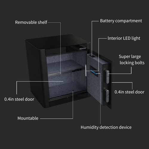 BOFON Security Box, Fingerprint Password Safe Box with Key,Built-in ...