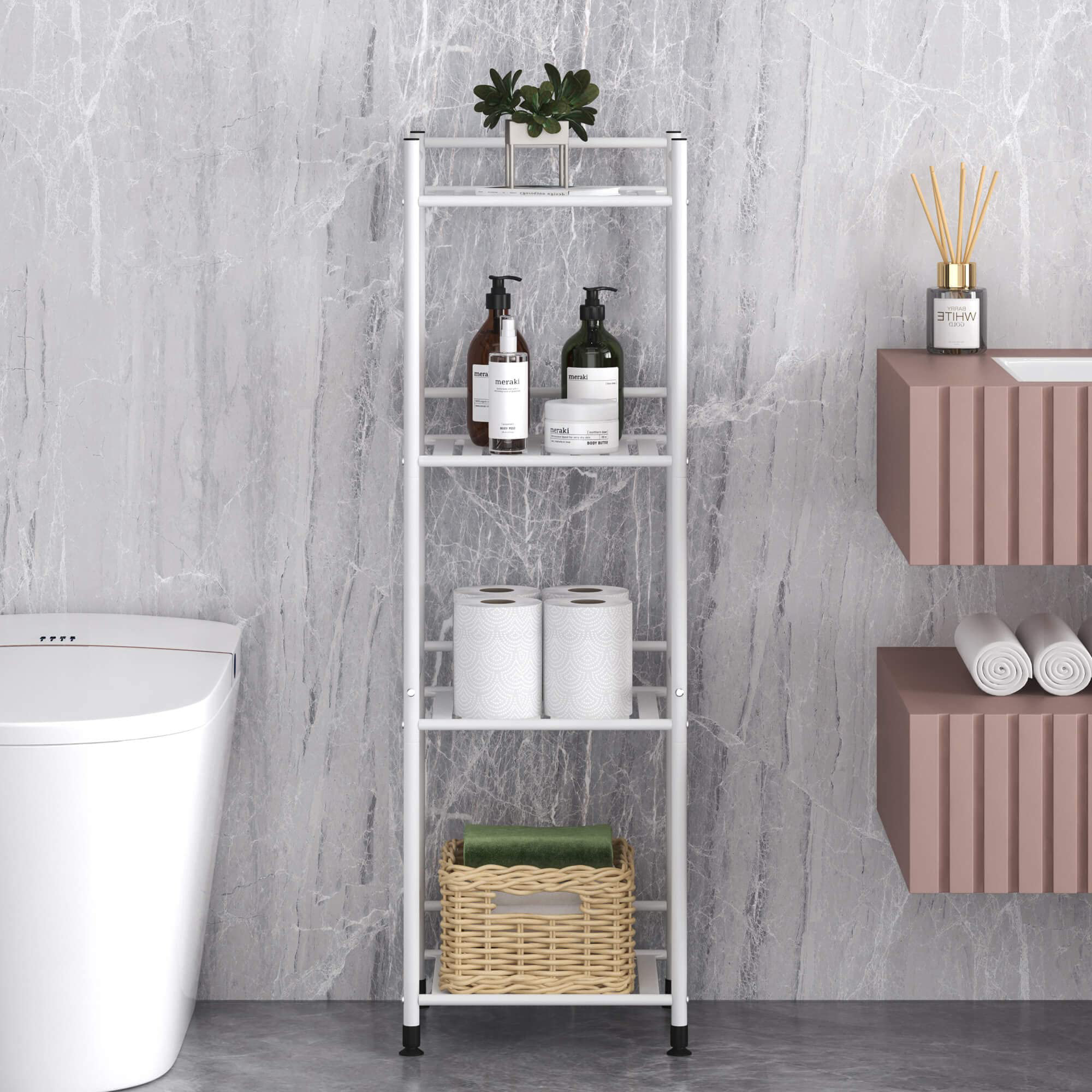 17 Stories 4 tablettes de rangement en métal à 4 niveaux, conception ...