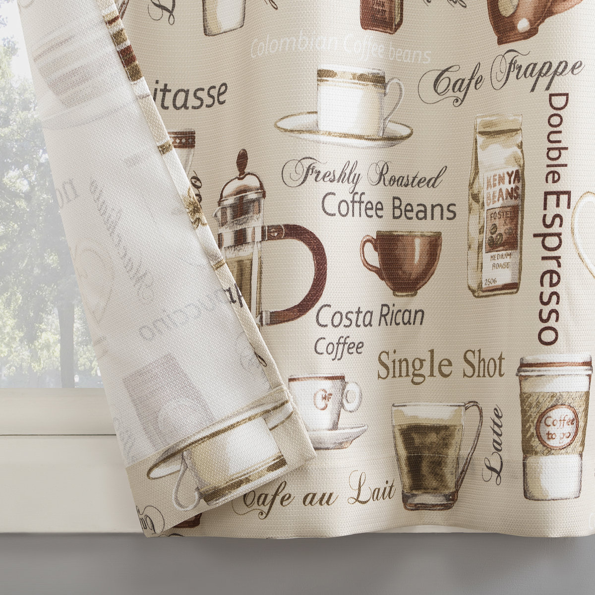 Fleur De Lis Living Debrah Coffee Shop Semi-Sheer Rod Pocket Kitchen ...