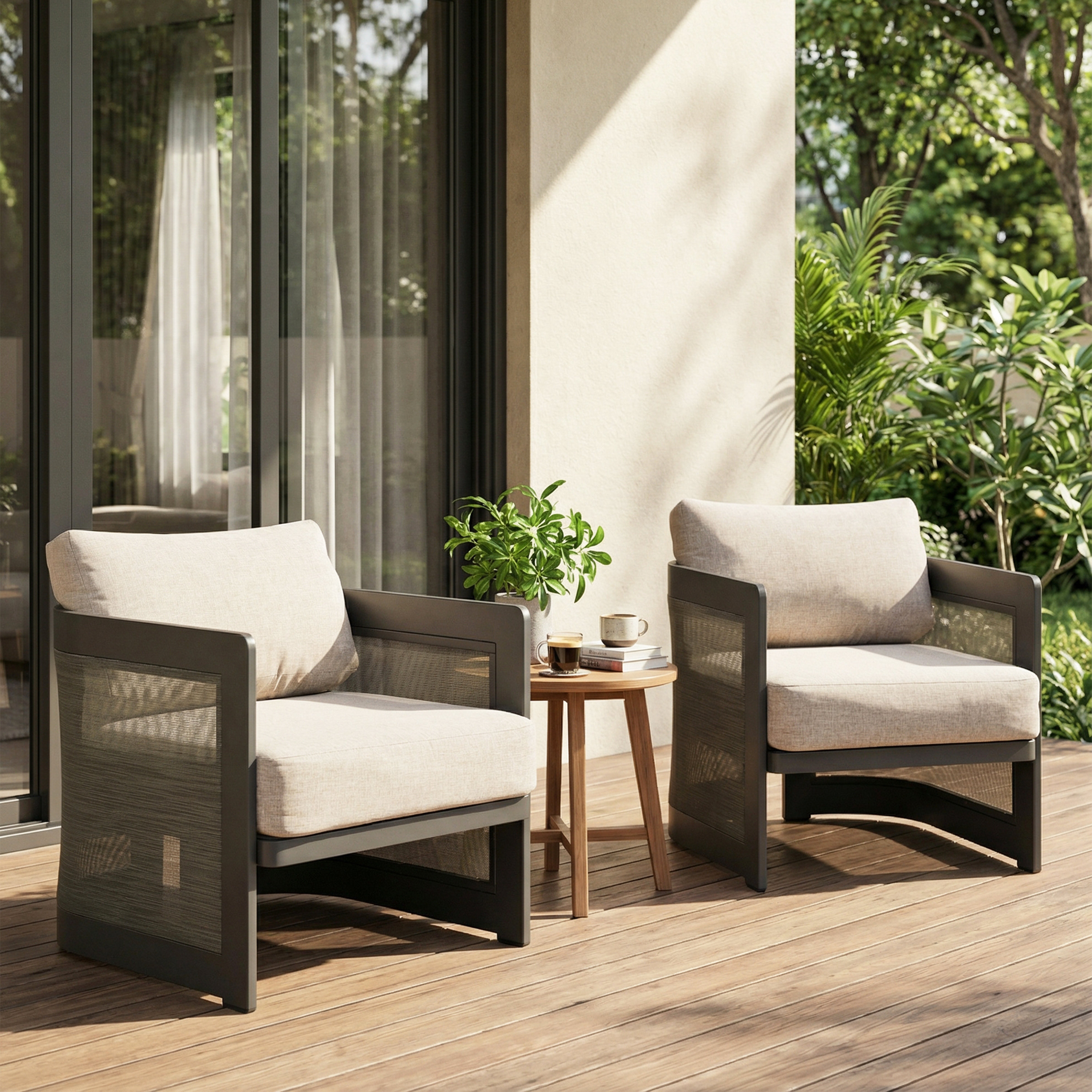 NFusion Vento Modern Coastal Aluminum Outdoor Club Chairs with ...