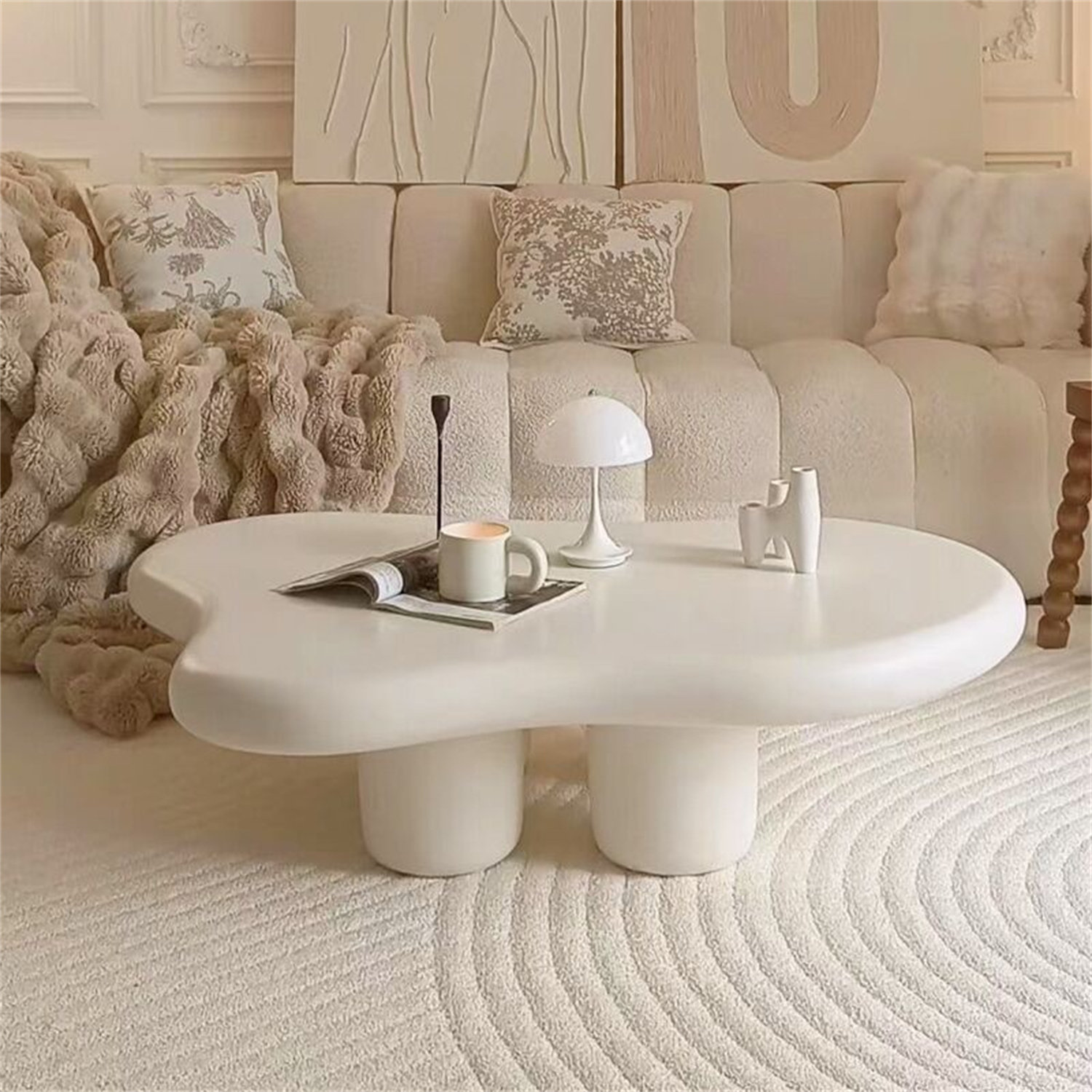 8UHNK™ Clouddream Cream Side Table - Nordic-Inspired Irregular Shape ...