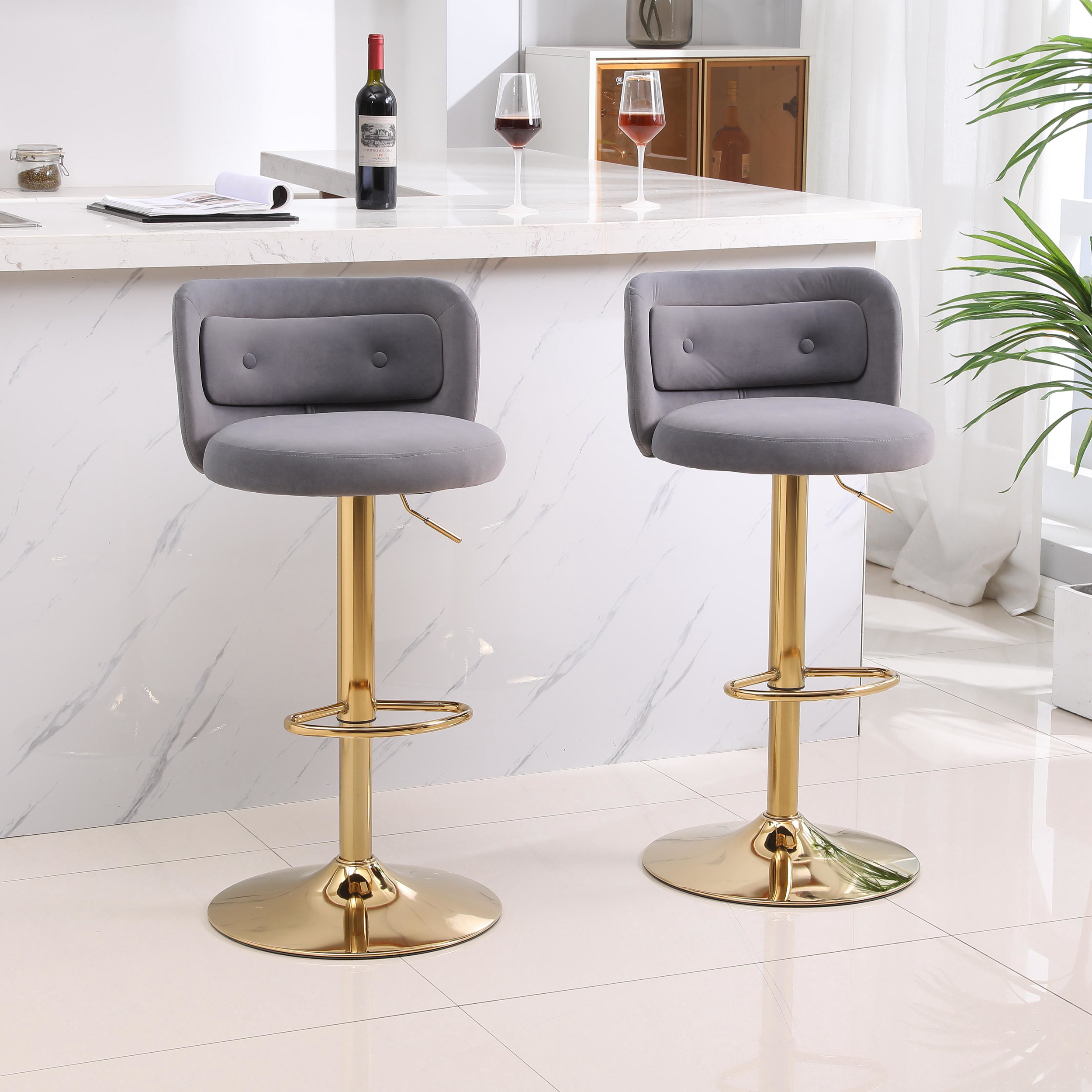 Mercer41 Tabouret de bar pivotant à hauteur réglable Gevan - Wayfair Canada