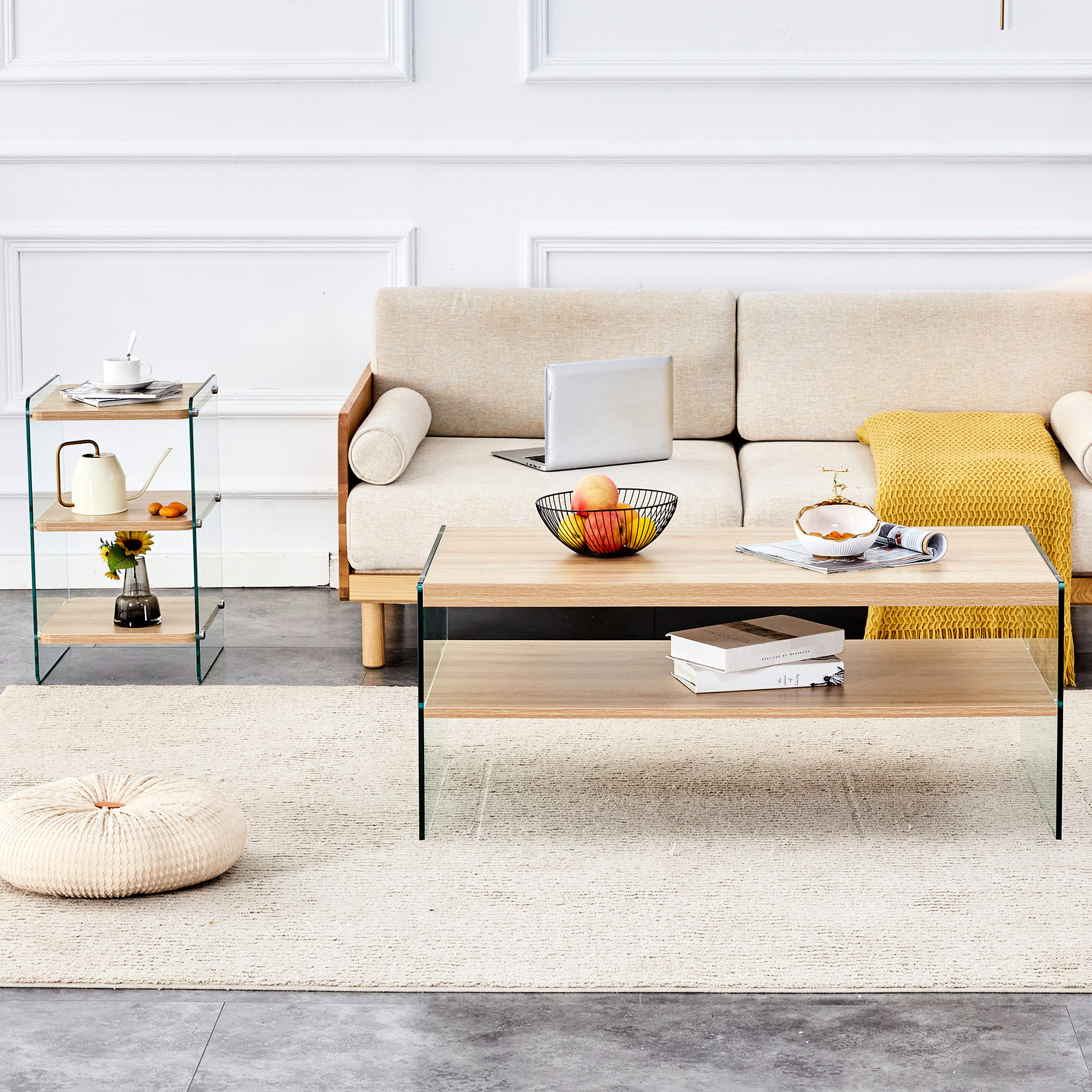 Wrought Studio™ Three Bedside & Coffee Table, With White And Clear ...