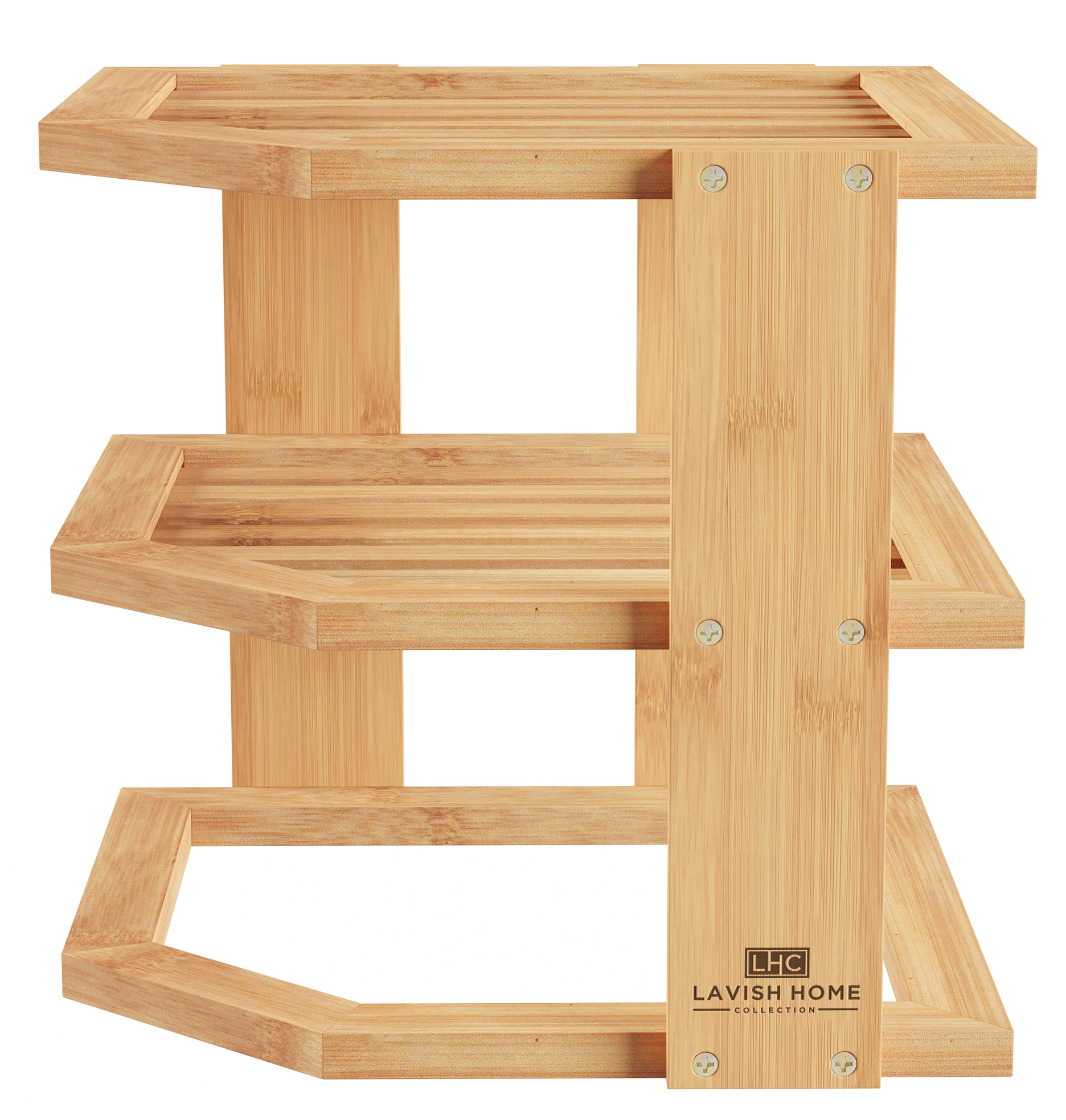 Lavish Home 3-Tier Bamboo Corner Shelf Rack for Kitchen or Bathroom ...