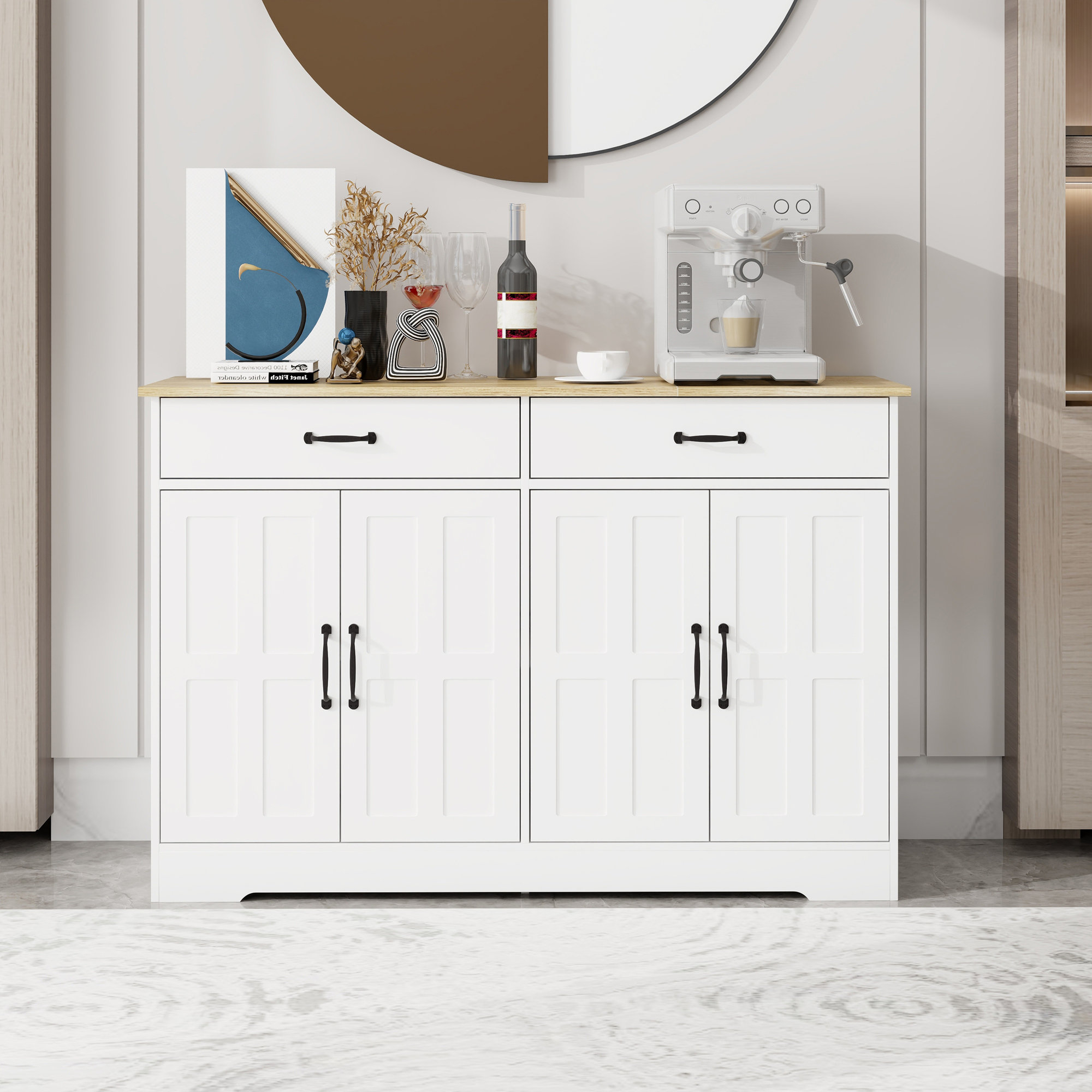 Lark Manor™ Storage Cabinet with 2 Drawers and 4 Doors | Wayfair