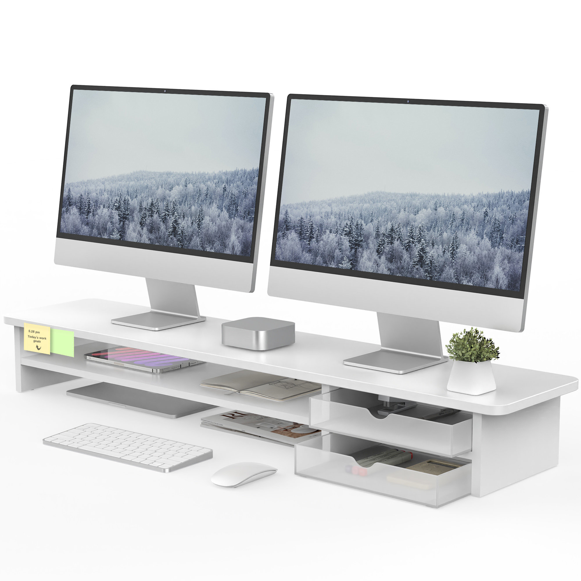 Hokku Designs Large Monitor Stand Riser with Acrylic Drawer | Wayfair