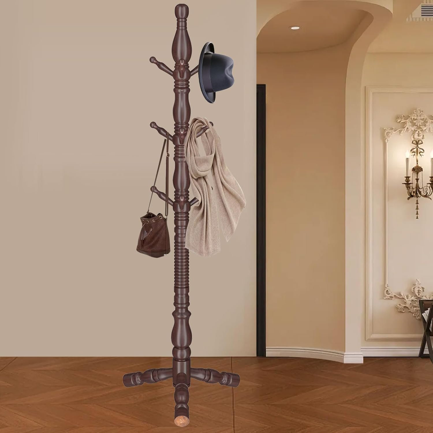 Red Barrel Studio Wooden Coat Rack Stand, Vintage Wood Coat Rack ...