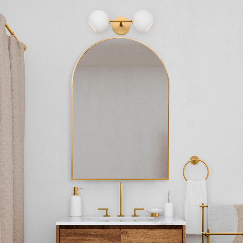 Wade Logan® Brazee Arch Wall Mirror Metal Bathroom Vanity Accent Mirror ...