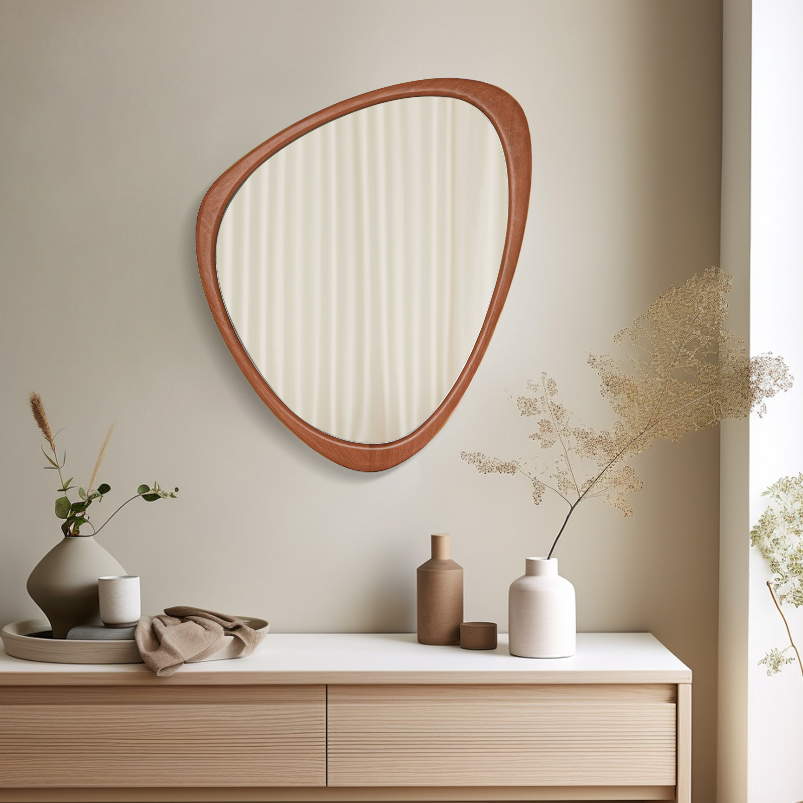 Wrought Studio™ Cotesfield Wood Accent Mirror Irregular Decorative ...