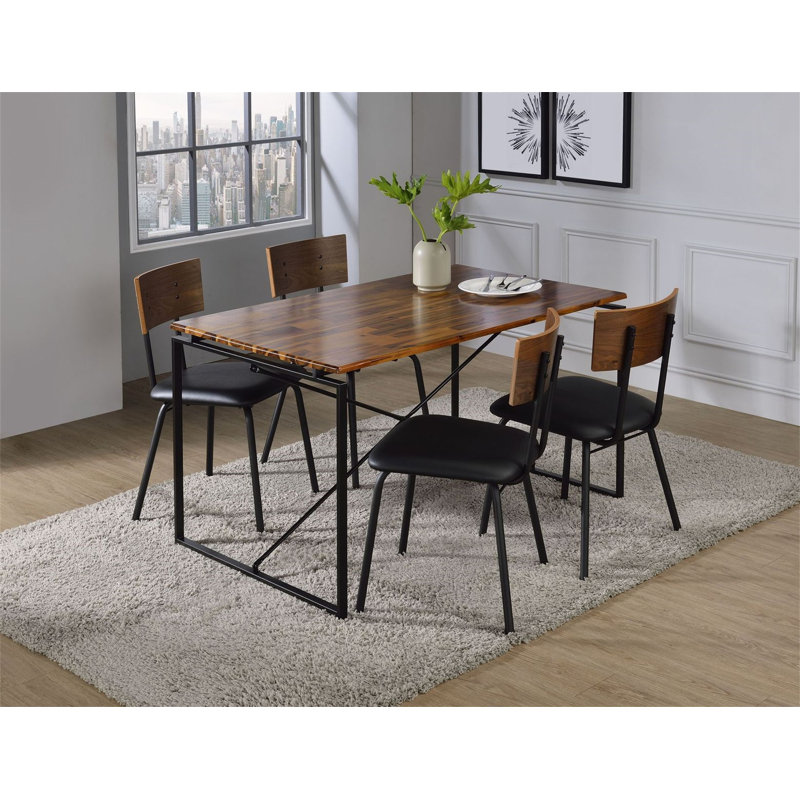17 Stories Gina Dining Table, Oak & Black 72910 | Wayfair