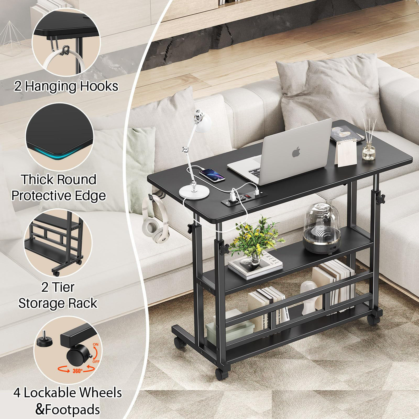 Ivy Bronx Height Standing Desk With Power Outlets | Wayfair