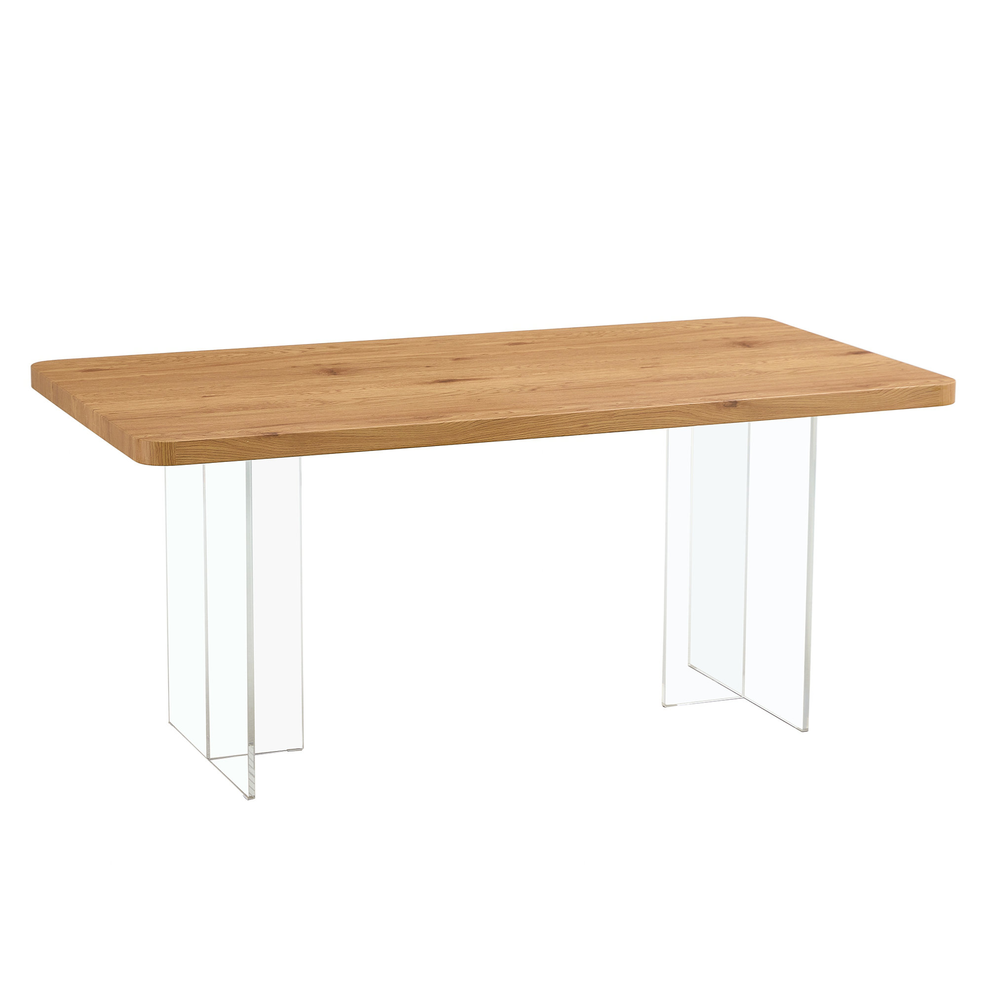 ExAchat A modern minimalist wooden table with acrylic legs and ...