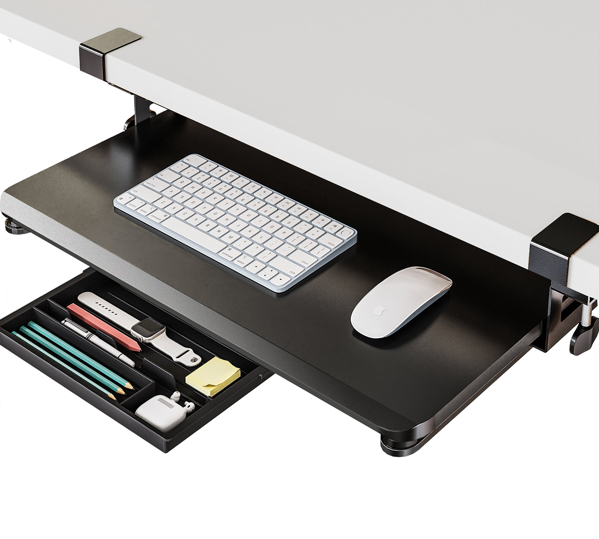 Ebern Designs Keyboard Tray Under Desk, Pull Out Keyboard & Mouse Tray ...