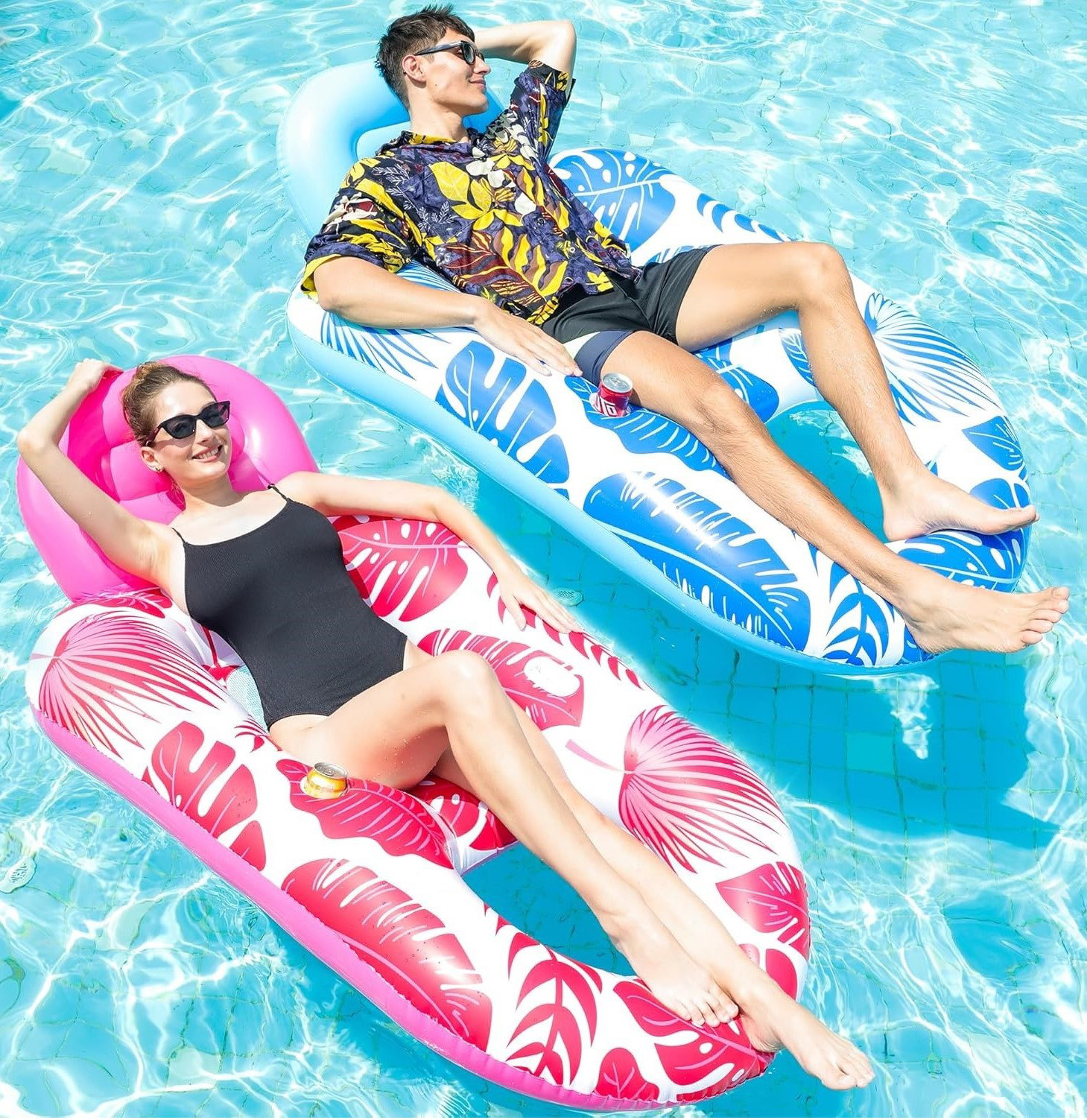 INVOTOT 2 Pack Inflatable Pool Floats Lounger for Adult, Large Pool ...