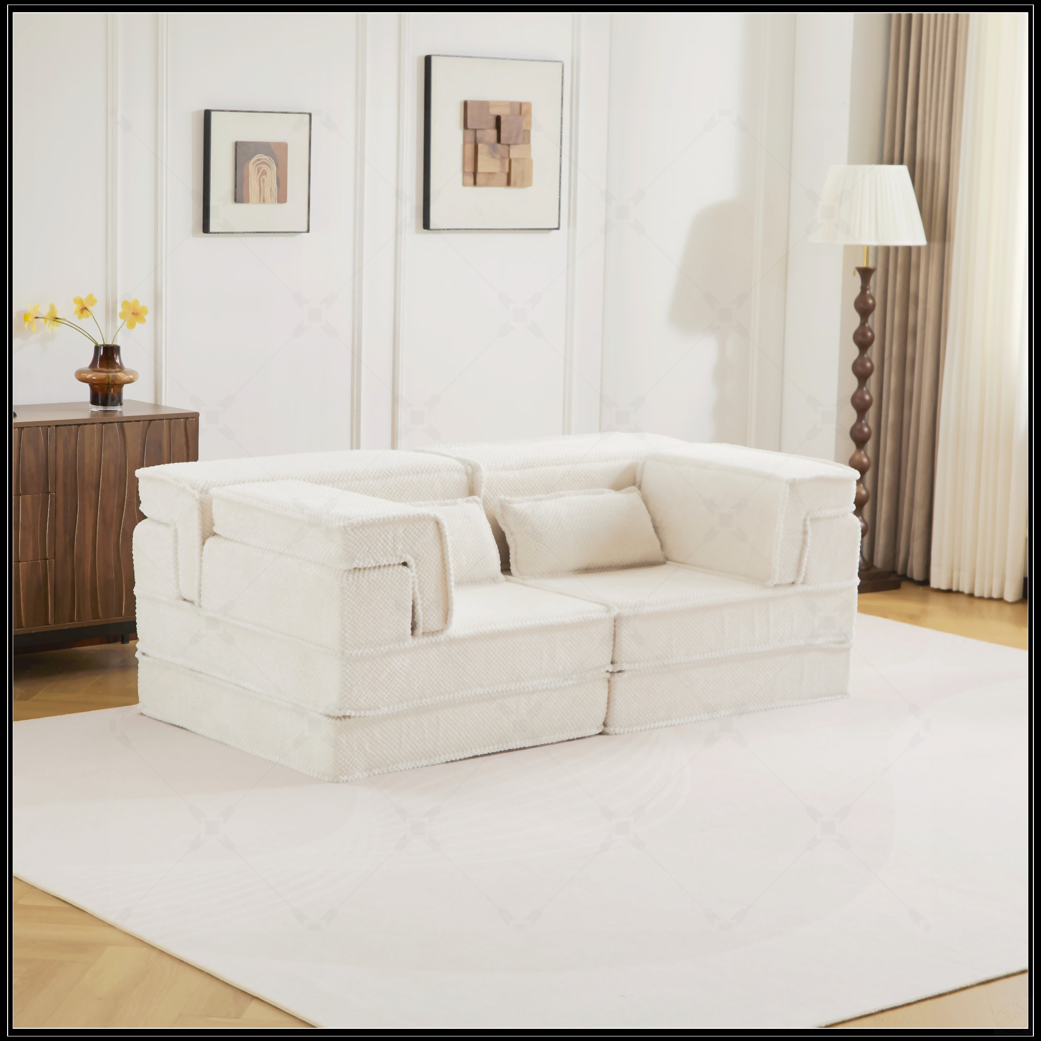 Wrought Studio™ Compression Mahjong Sofa, Convertible Floor Sofa Bed ...