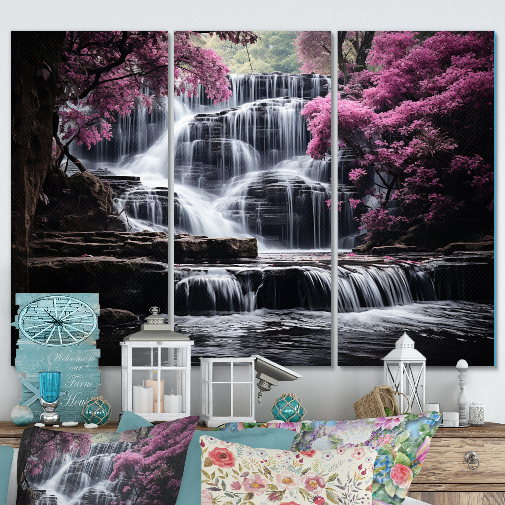 Millwood Pines Waterfall Transcendent Beauty II On Canvas 3 Pieces ...