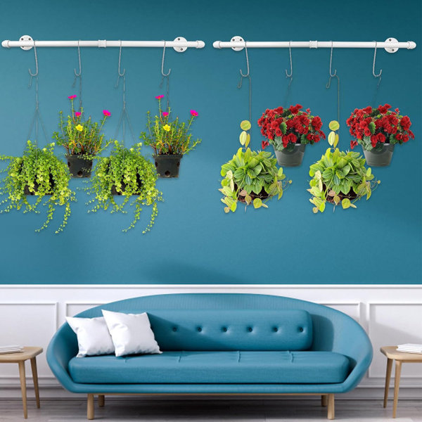 Trent Austin Design® White 2 Set Hanging Planter Bar with 4 Hooks ...