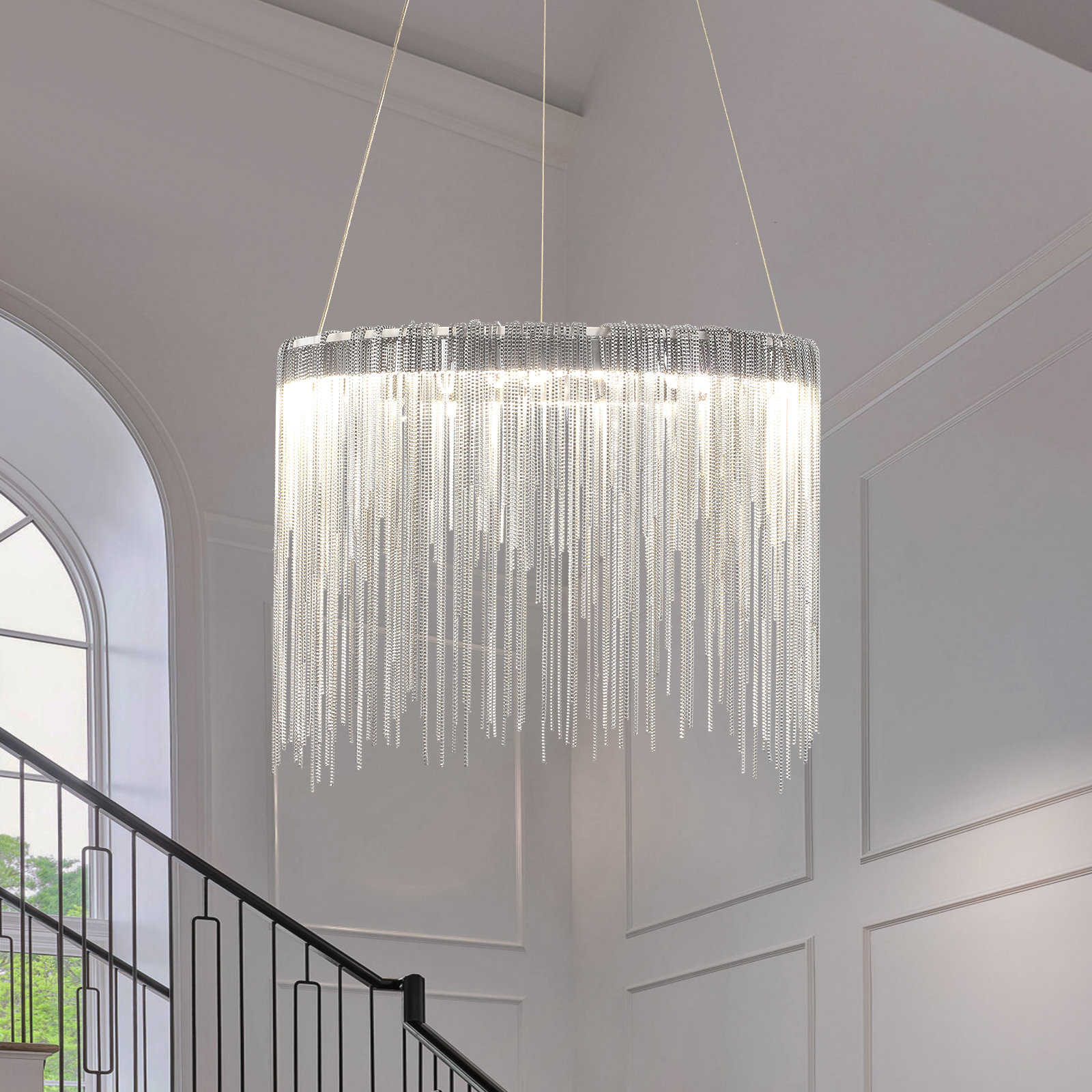 Mercer41 Enprise Light Luxury Chandelier Metal Tassel Chain Chandelier ...