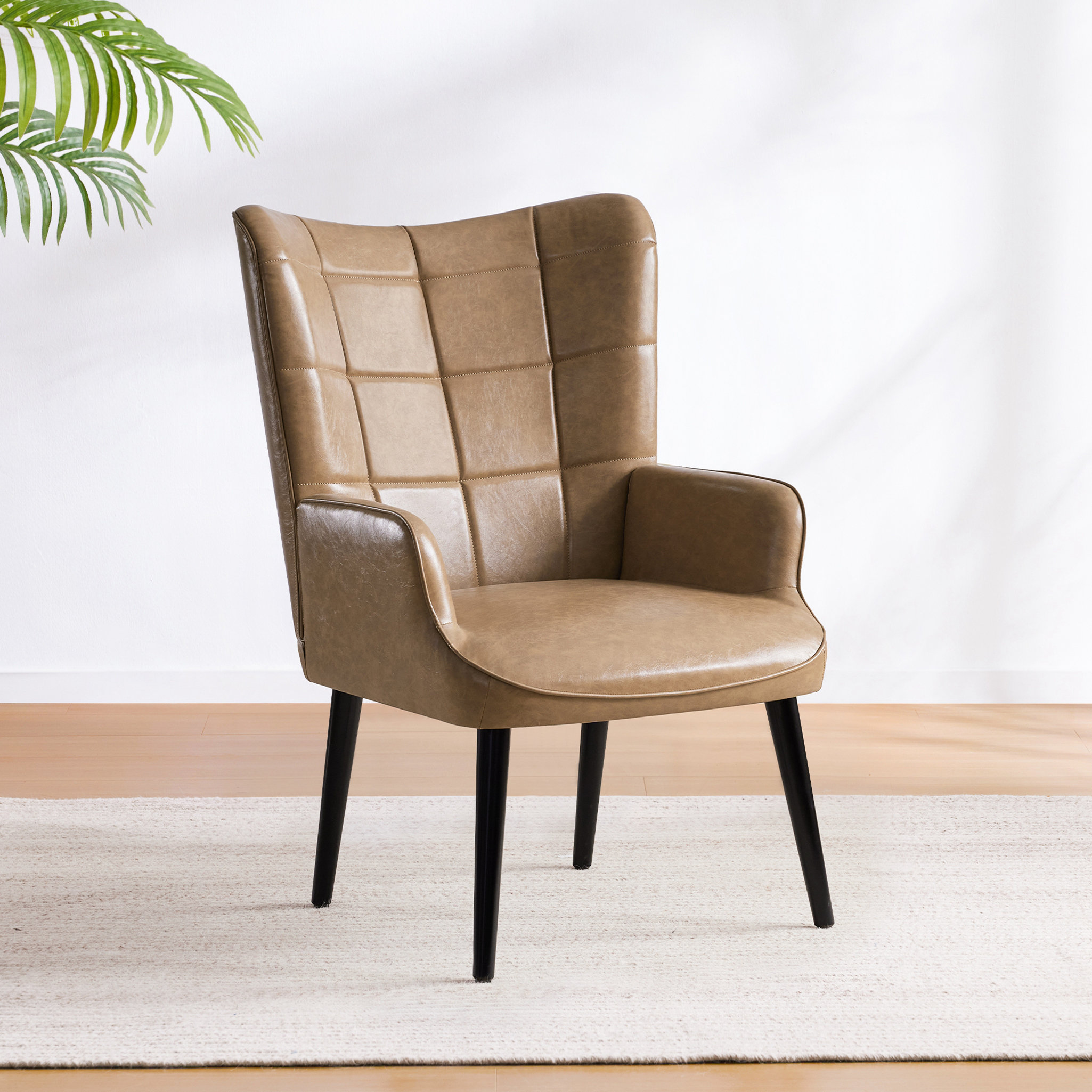 George Oliver PU Leather Accent Chair With Soild Wood Leg - Wayfair Canada