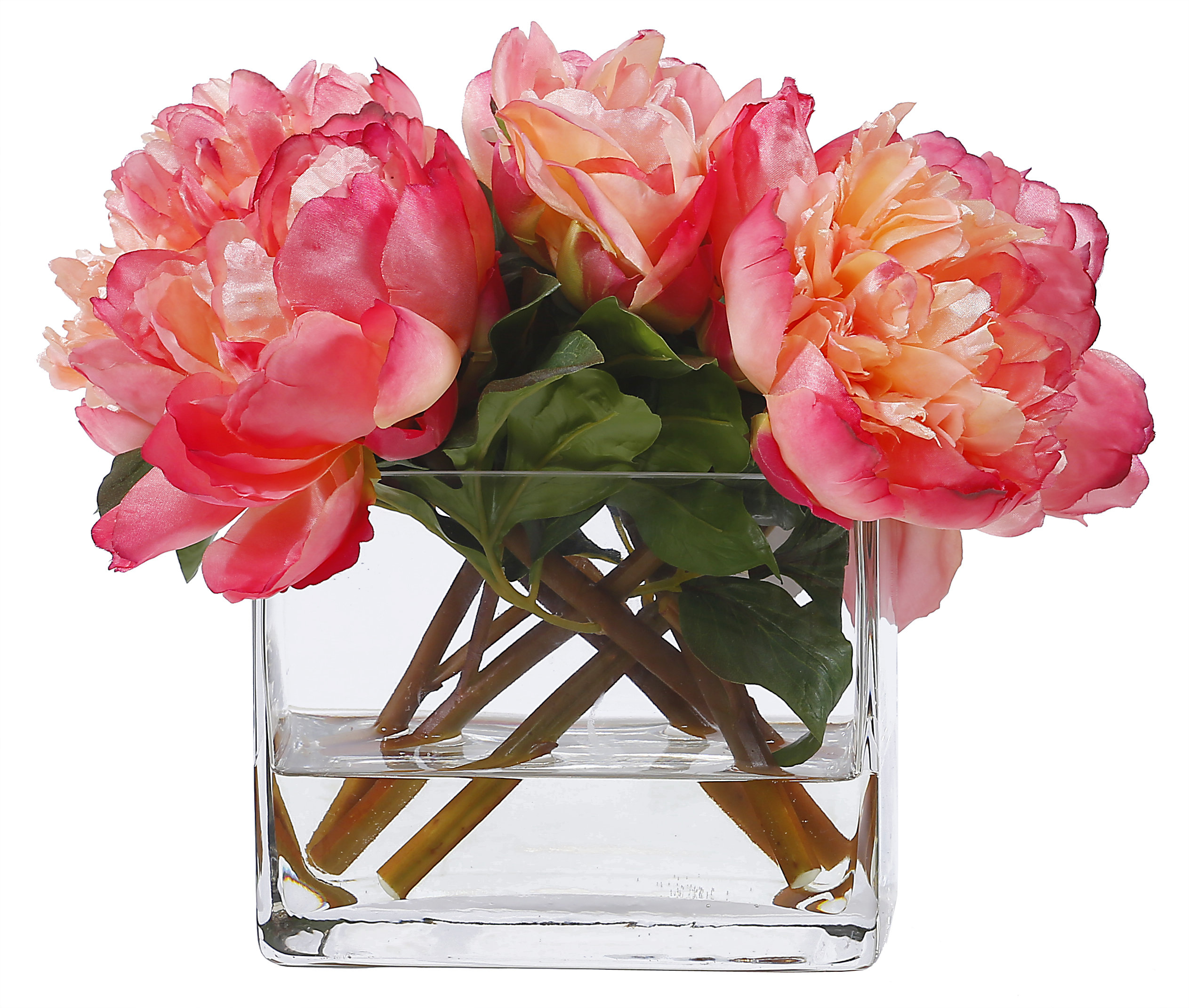Winward Silks Peony Centerpiece in Vase | Wayfair