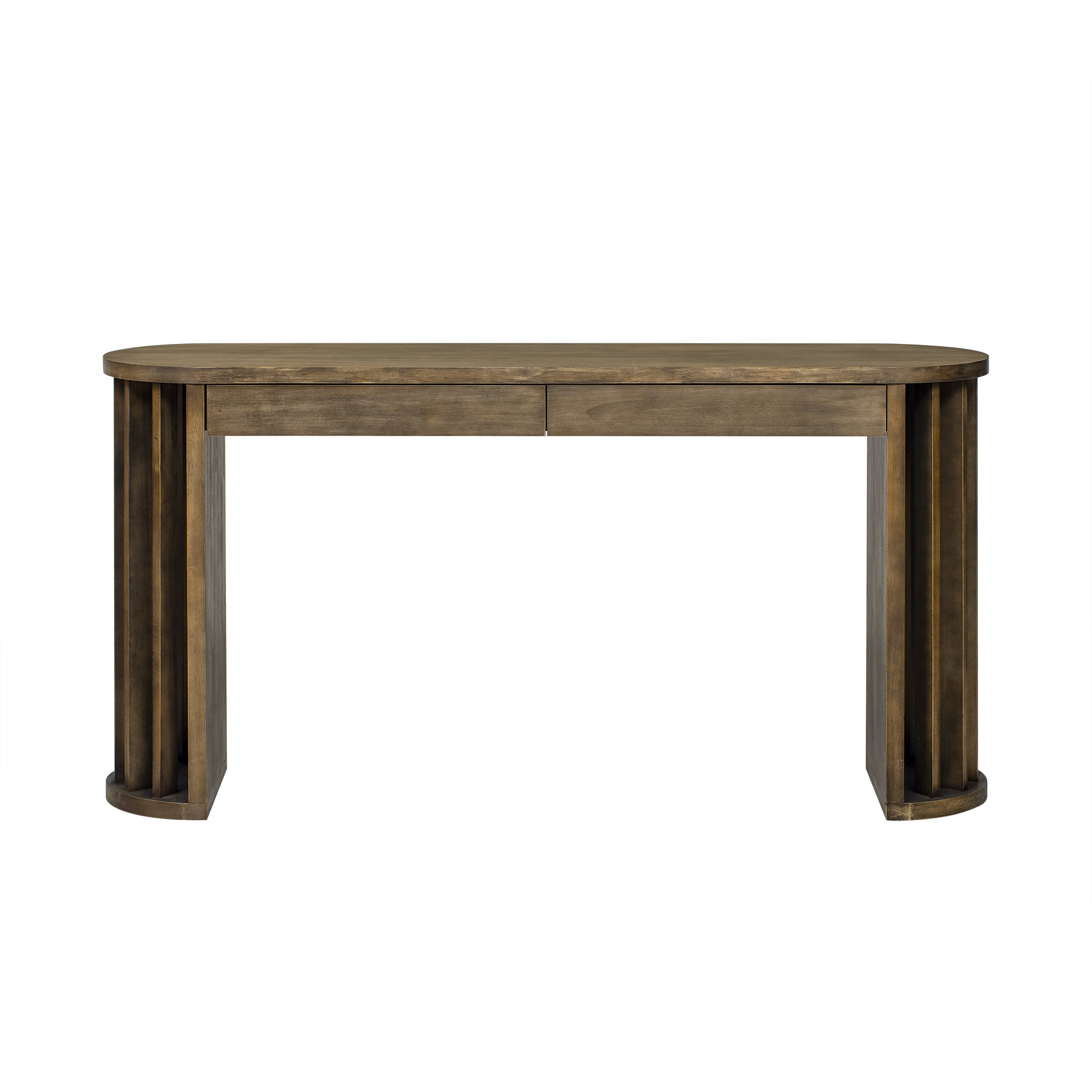 Corrigan Studio® Long Console Table with Oak Veneer Design, Curved and ...