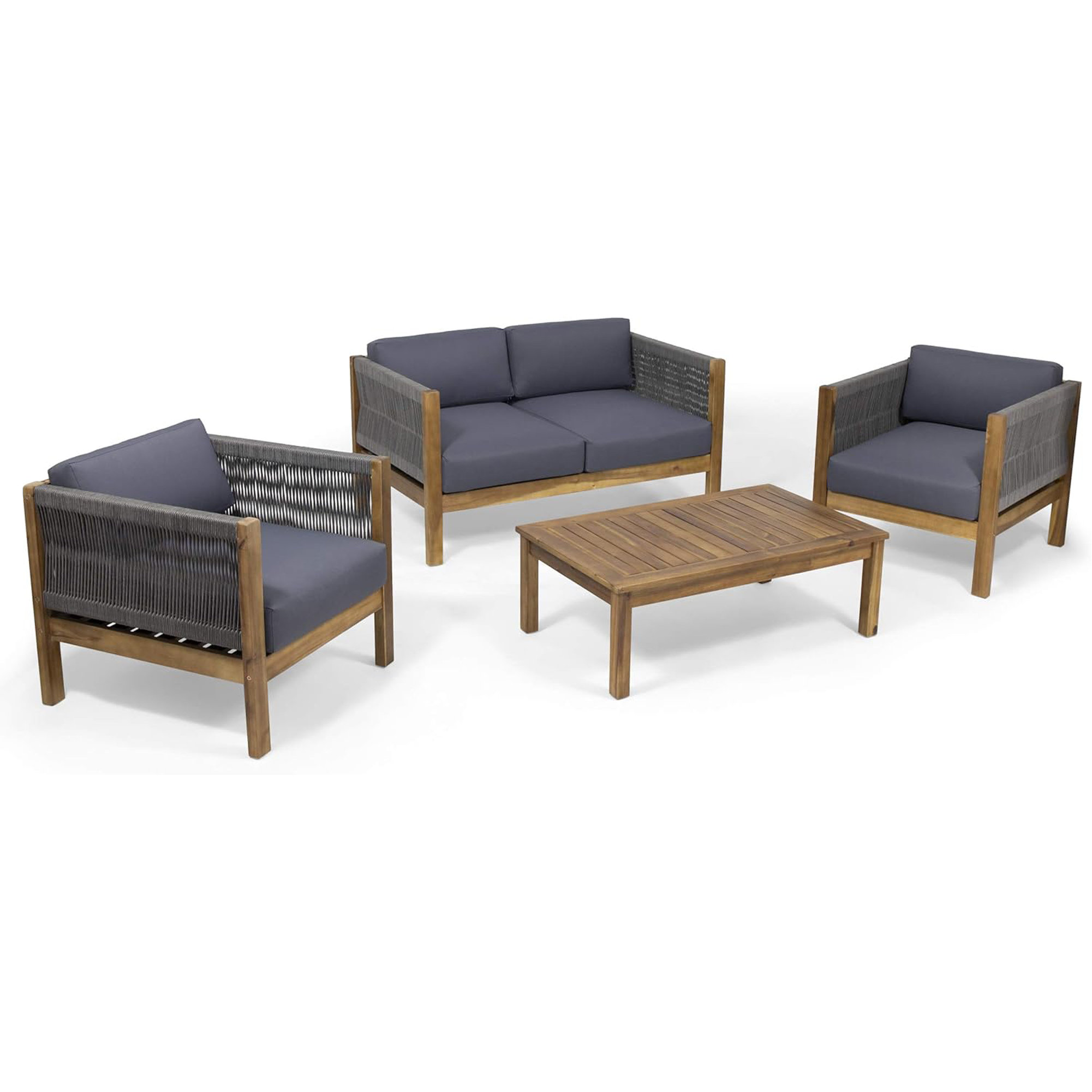 Hokku Designs Outdoor 4 Seater Chat Set_LOVESEAT & COFFEE TABLE & CLUB ...