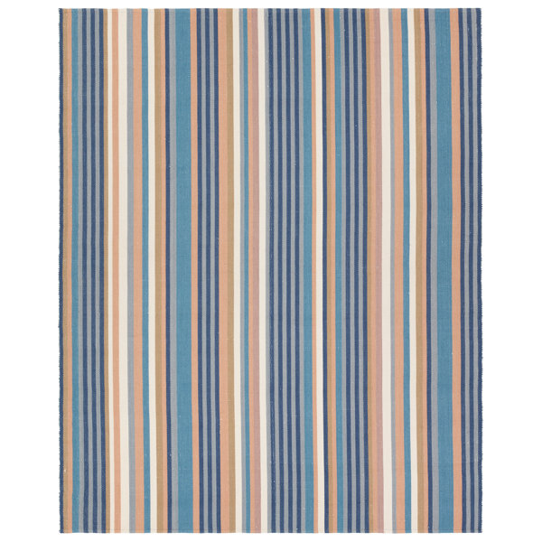 Edeline Handmade Striped Blue/Cream/Gray Rug | Birch Lane