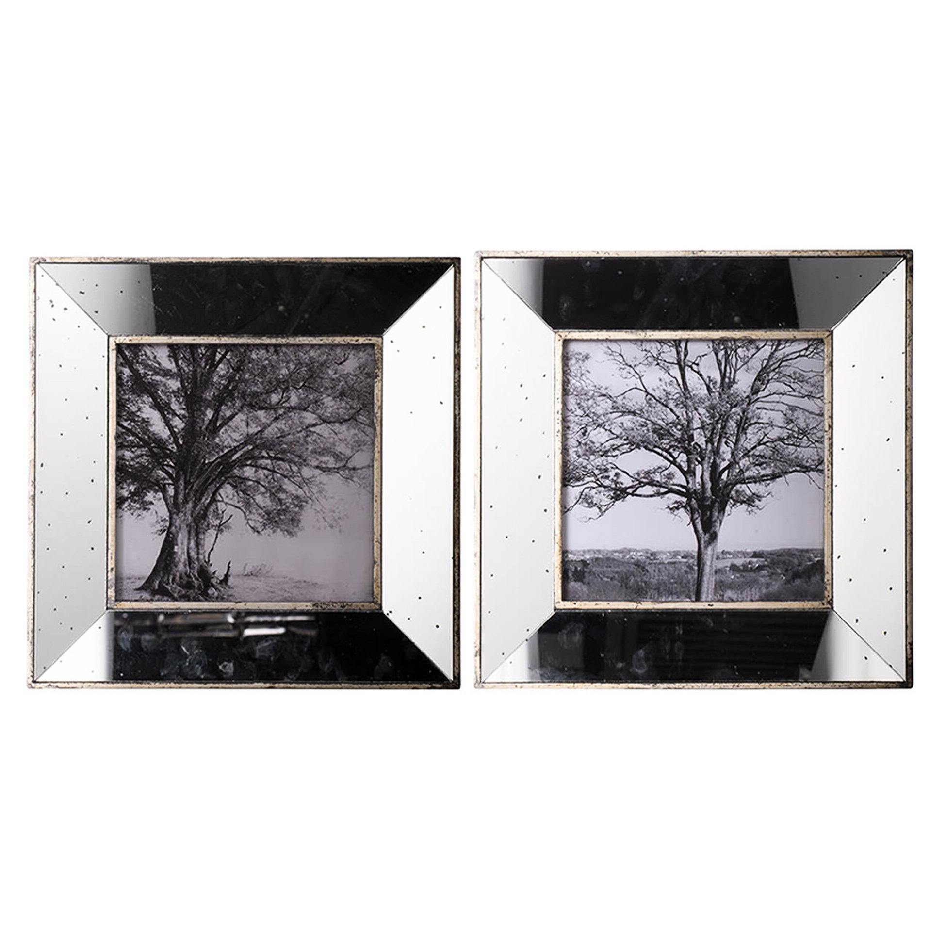 Everly Quinn S/2 15X15" Vintage Silver Reflective Frames: Mirrored With ...