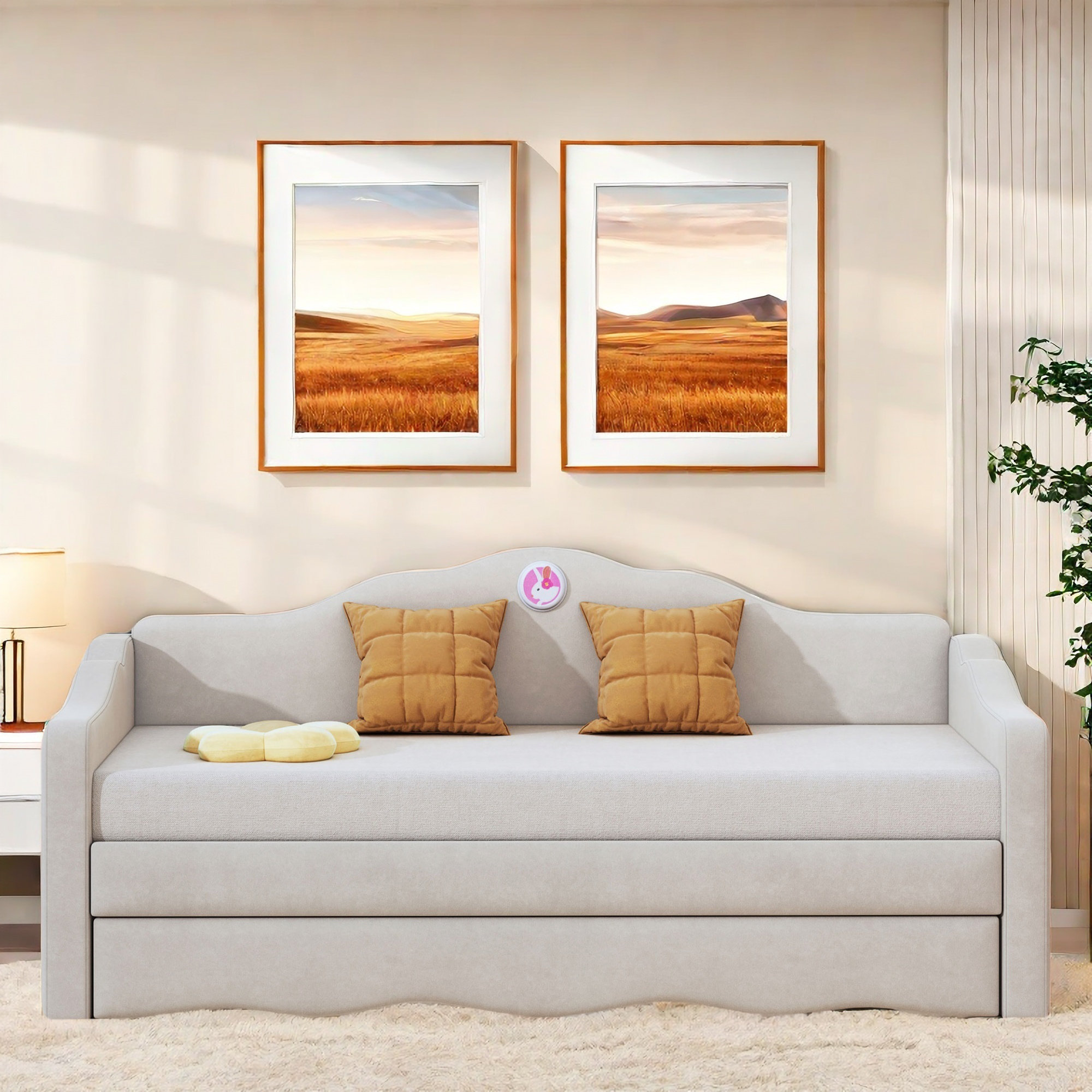 Urbanuniteusa Upholstered Daybed With Wave-shaped Trundle | Wayfair