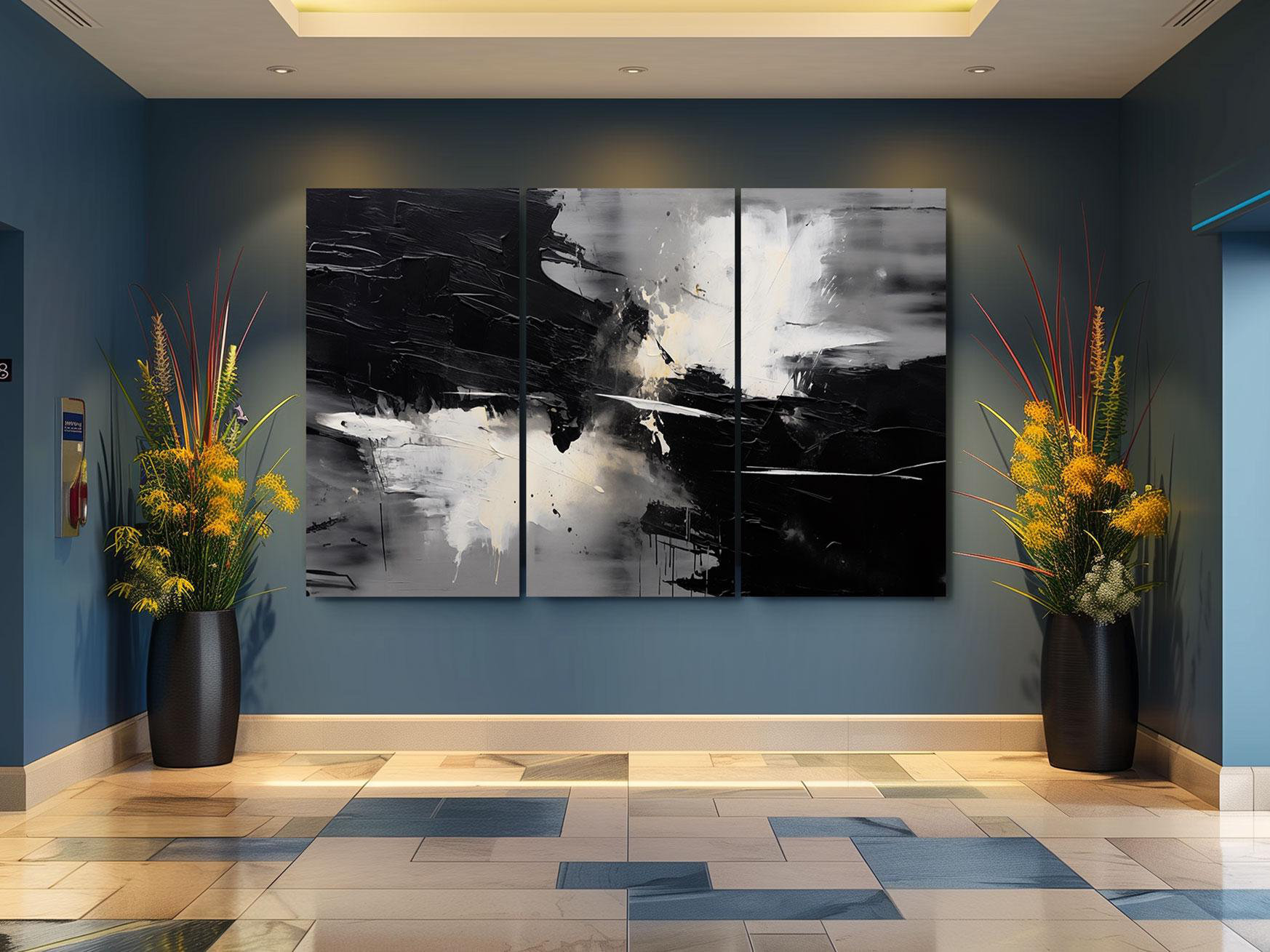 Ivy Bronx Triptych Canvas Wall Art – Black and White Abstract Triptych ...