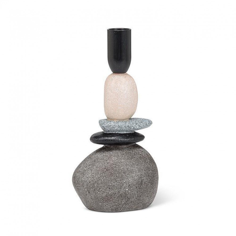Wade Logan® Chakina Small Stacked Stones Taper Candle Holder | Wayfair