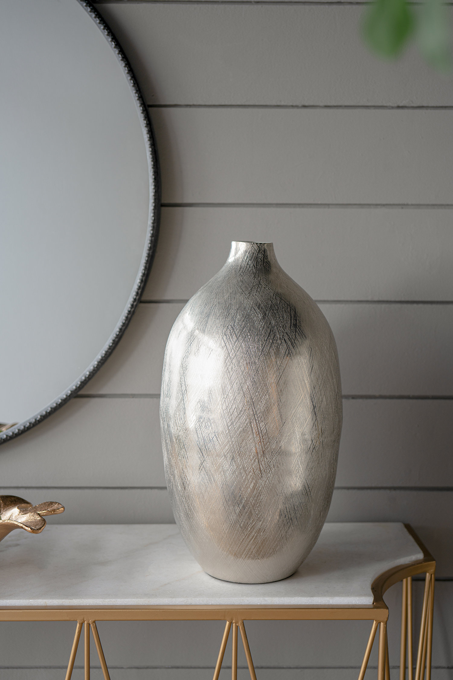 Everly Quinn Gold Streaks Metal Table Vase | Wayfair