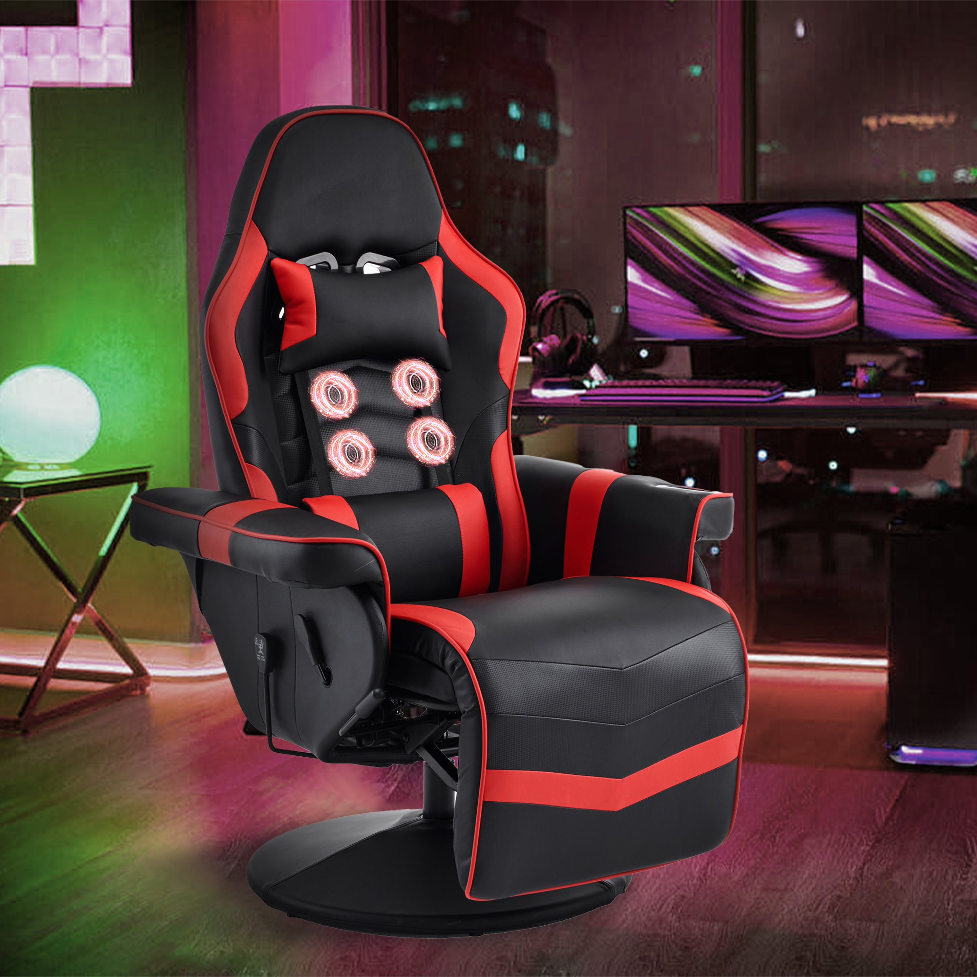 Inbox Zero Gaming Chair With Massage, Ergonomic Computer Chair Height ...