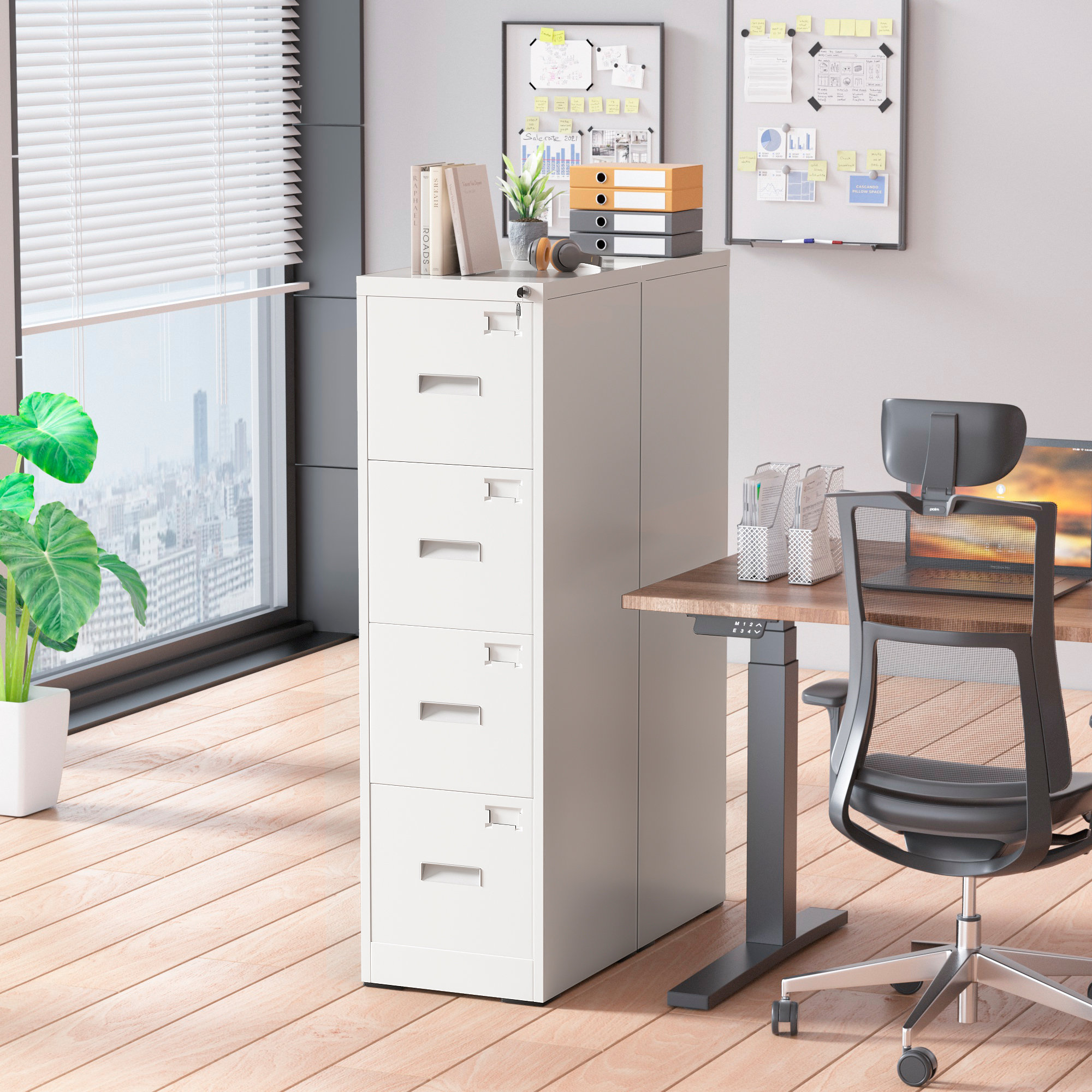 Inbox Zero 15'' Wide 4 Drawer Metal Vertical Storage File Cabinet with ...