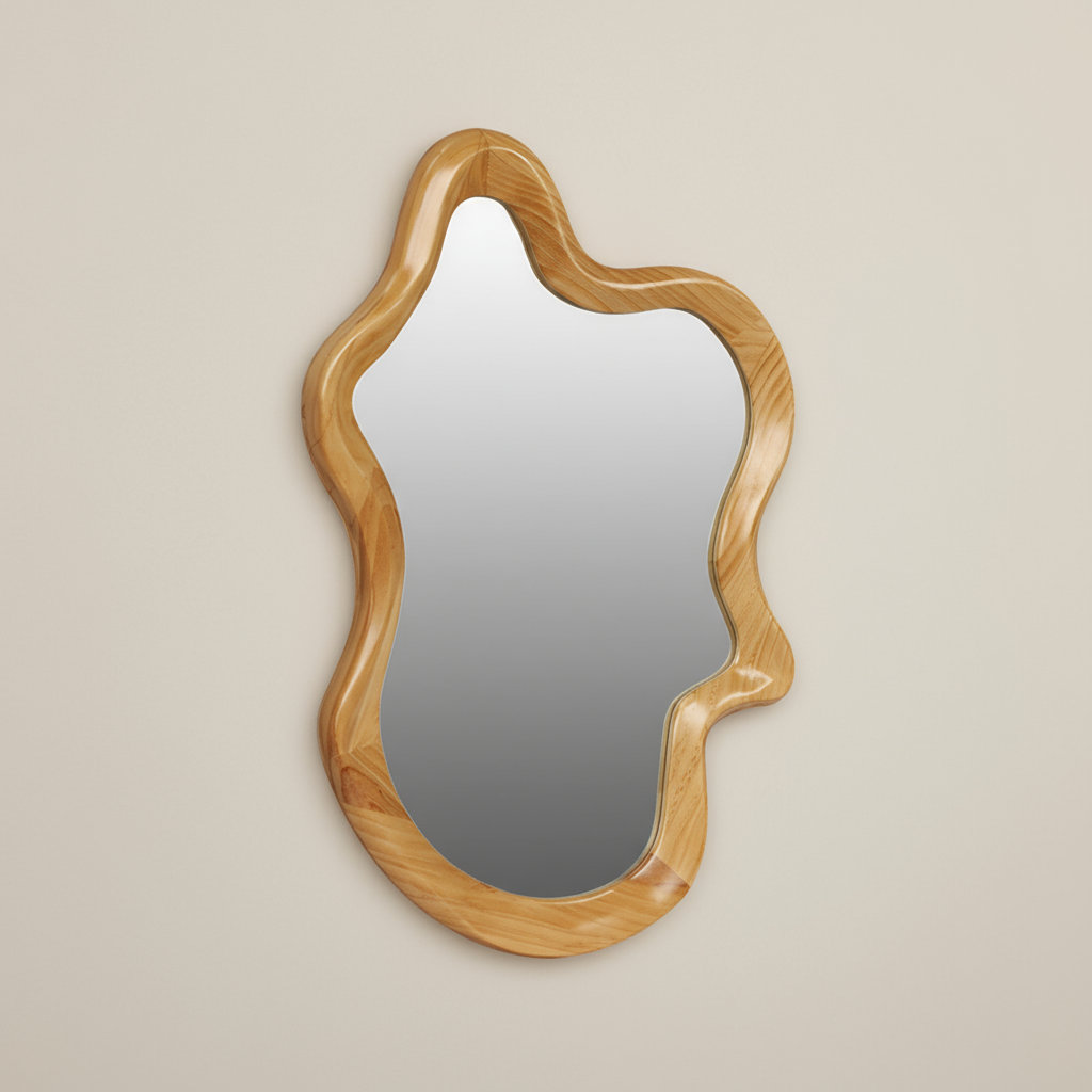 Latitude Run® Irregular Wood Mirror – Asymmetrical Wooden Mirror Decor ...
