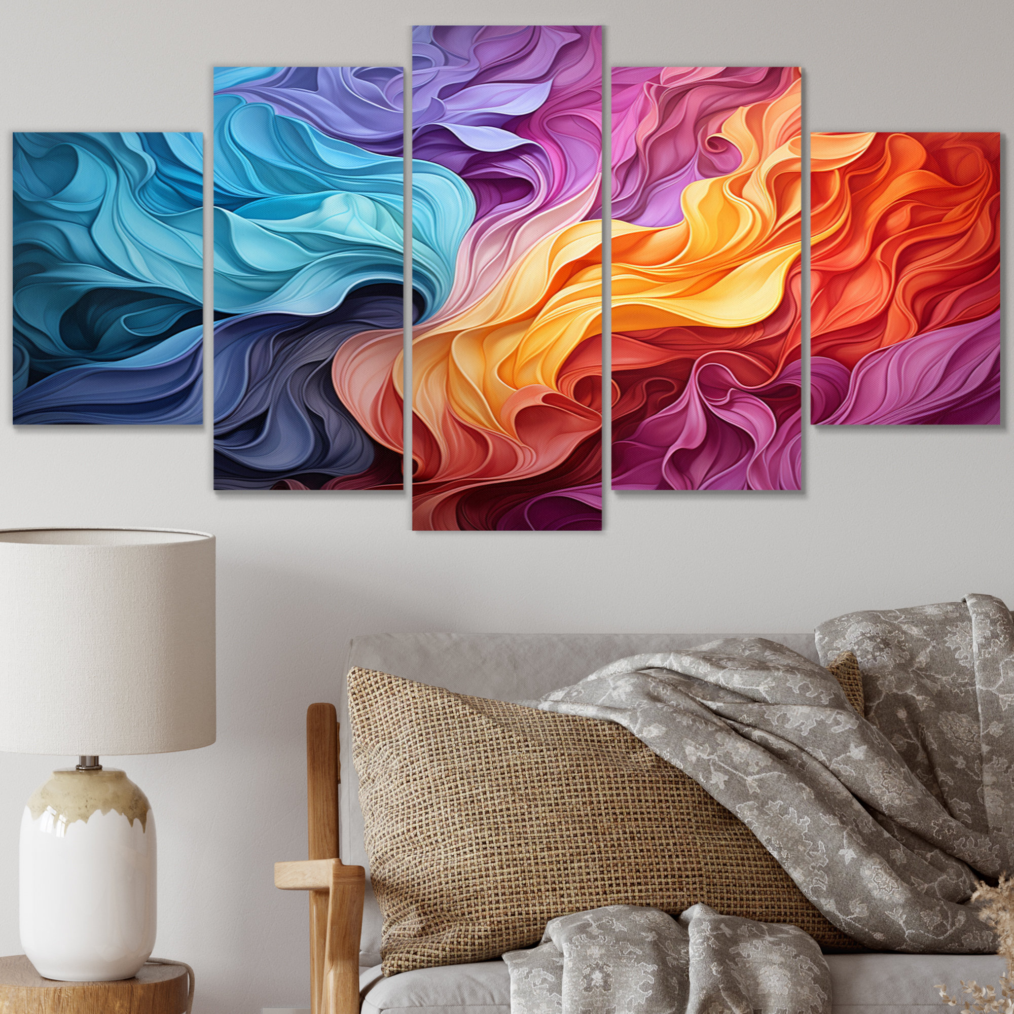 Ivy Bronx Opt Art Chromatic Illusion - Modern Wall Decor - 5 Panels ...