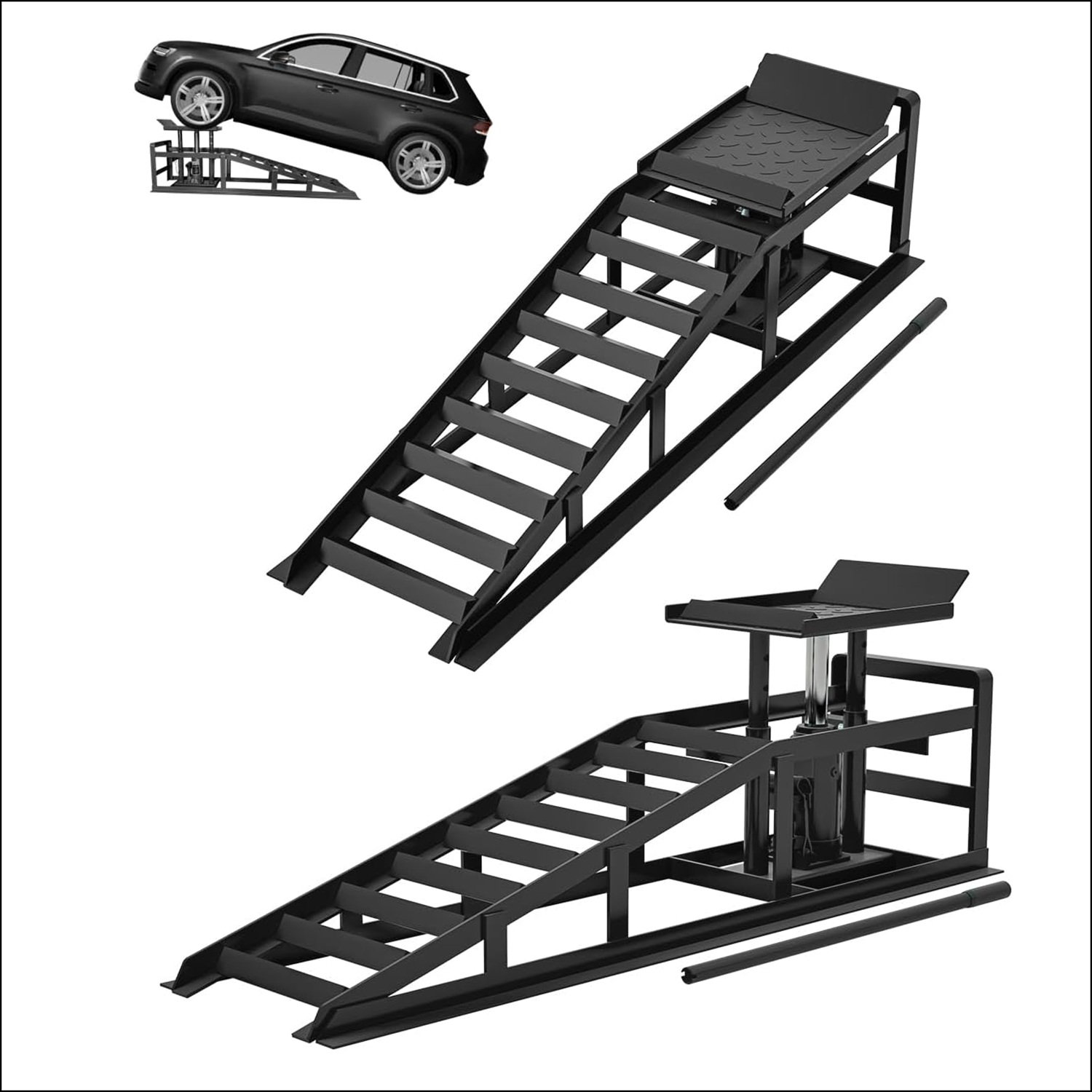 babevy Hydraulic Car Ramps 11000 Lbs Capacity, 2-pack Heavy Duty Steel ...