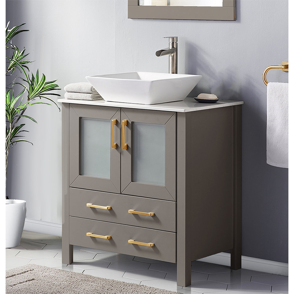 Ebern Designs Byrl 30" Free-standing Vessel Single Bathroom Vanity ...
