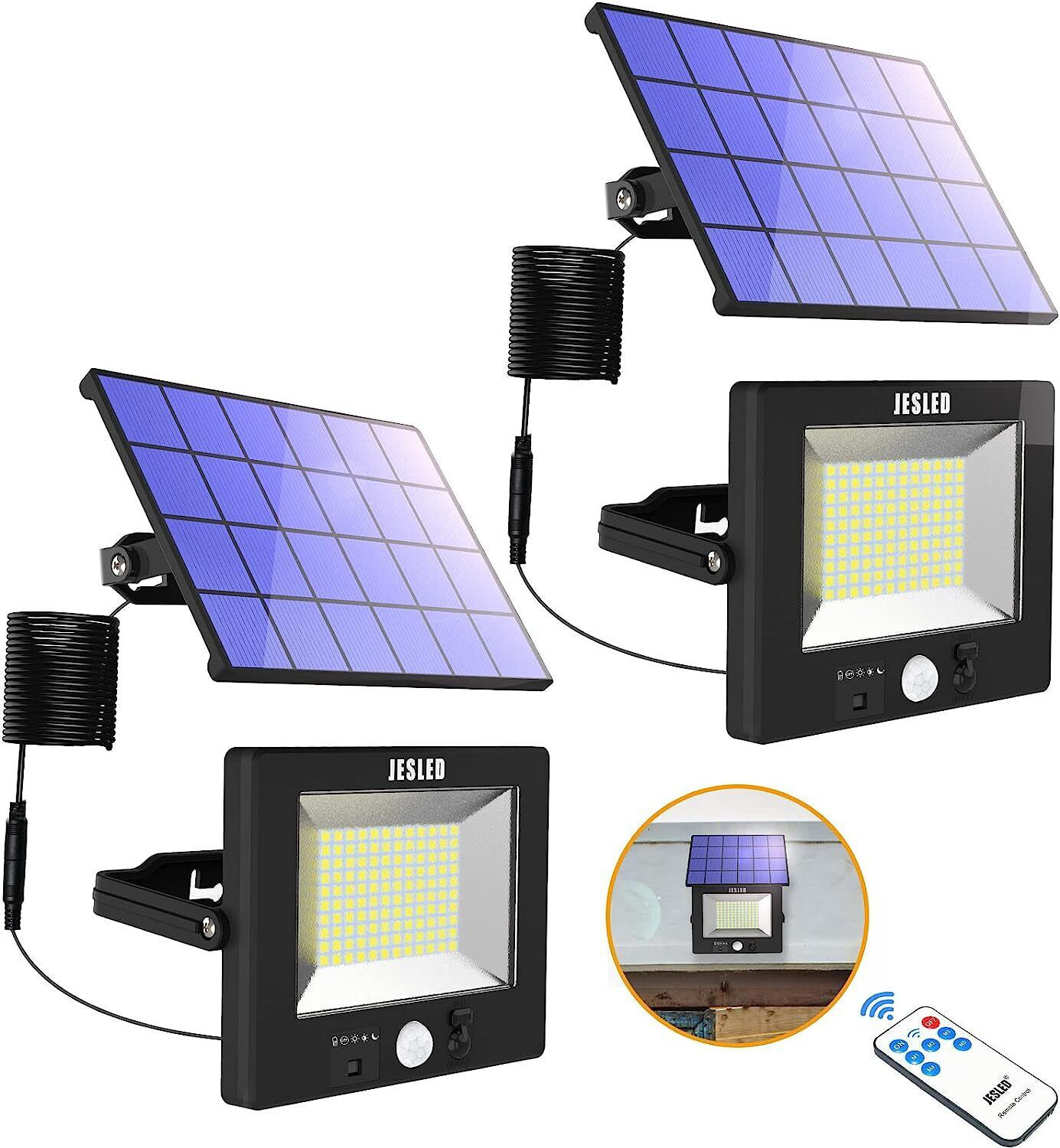 JESLED 120led Solar Split + Integrated Induction Flood Light 6000k Two ...