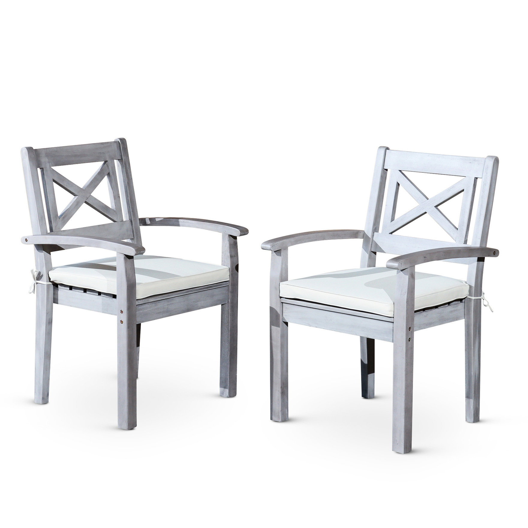 August Grove Of 2 Silver Grey Dining Chairs - Solid Wood Construction ...