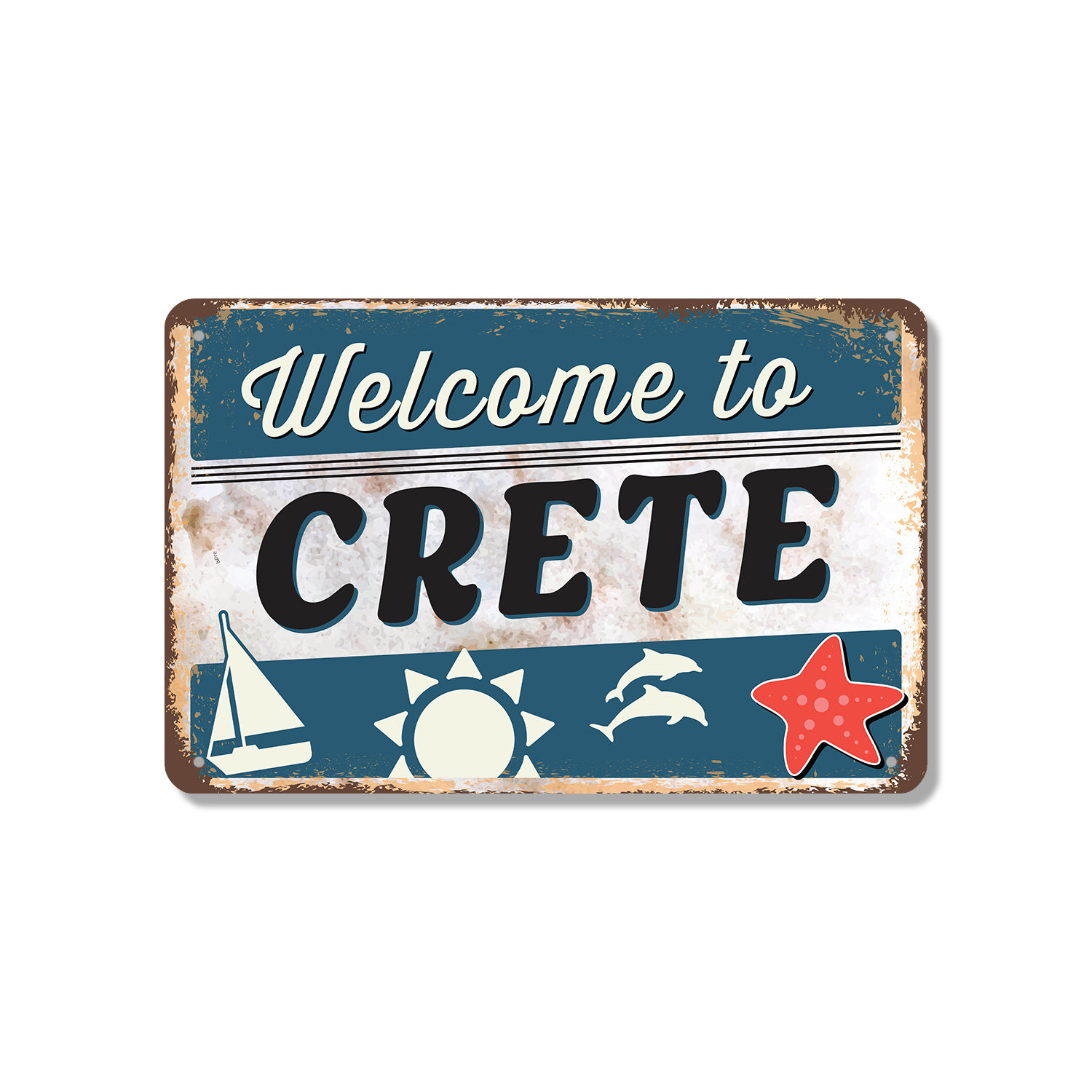 SignMission Welcome To Crete Vintage Style (2 Pack) 7 Inch x 10 Inch ...
