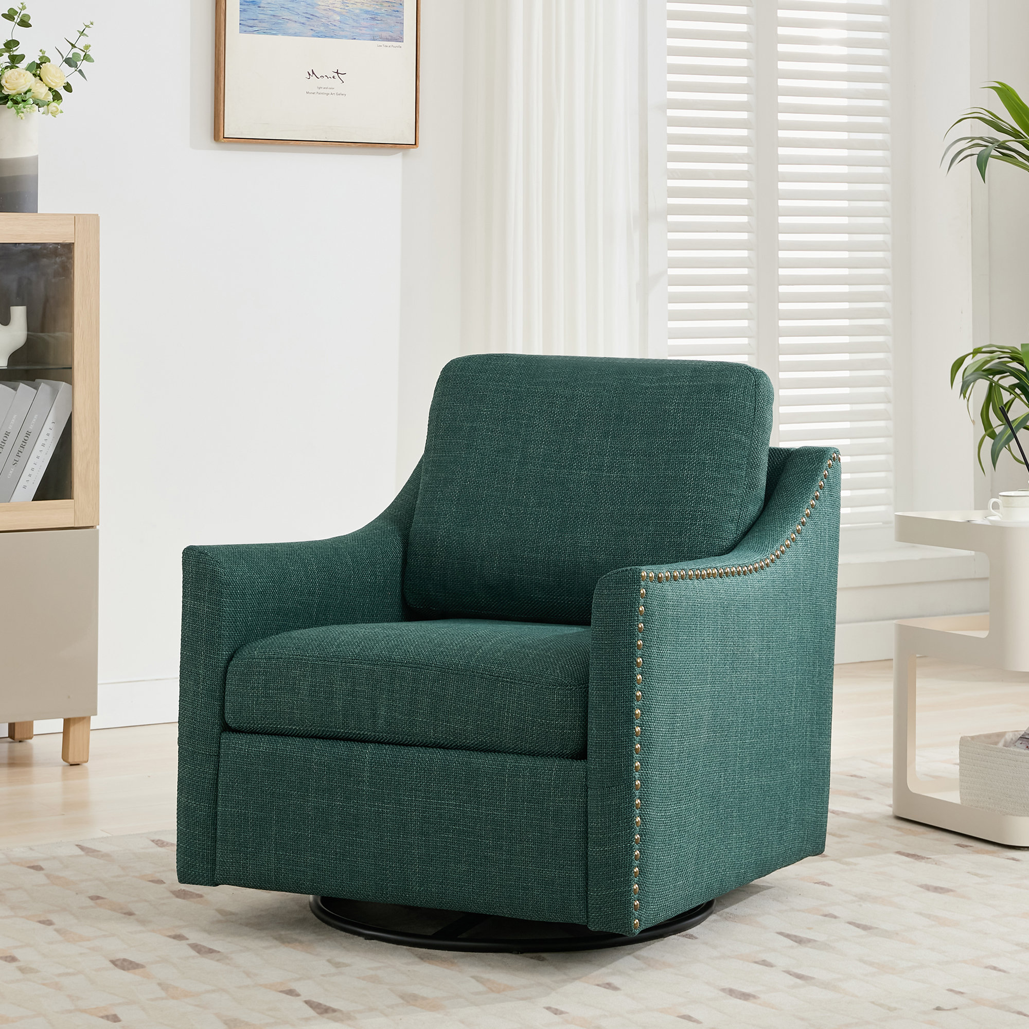 Lark Manor™ Upholstered Swivel Armchair | Wayfair