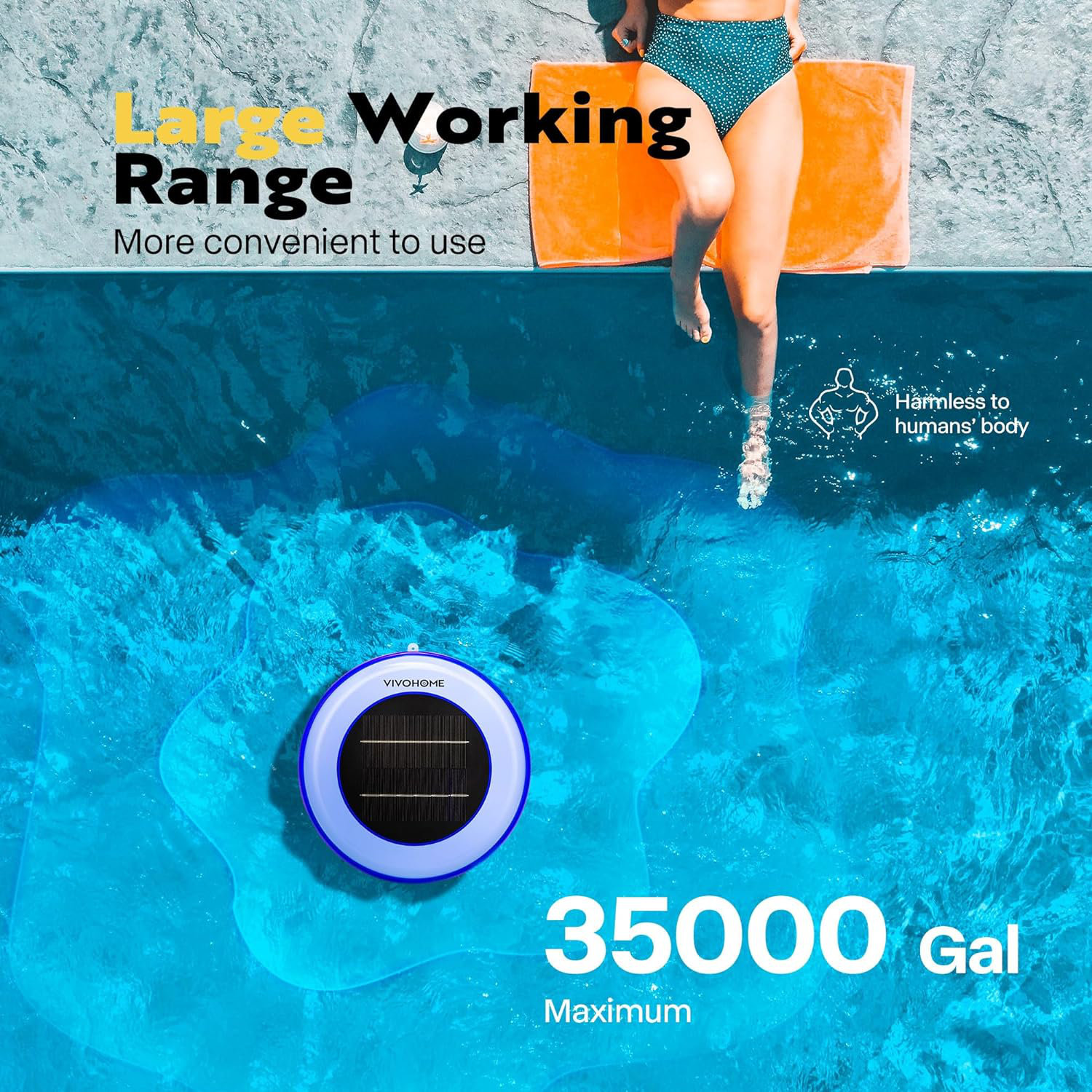 VIVOHOME Chlorine-Free Automatic Solar Pool Cleaning Tools | Wayfair