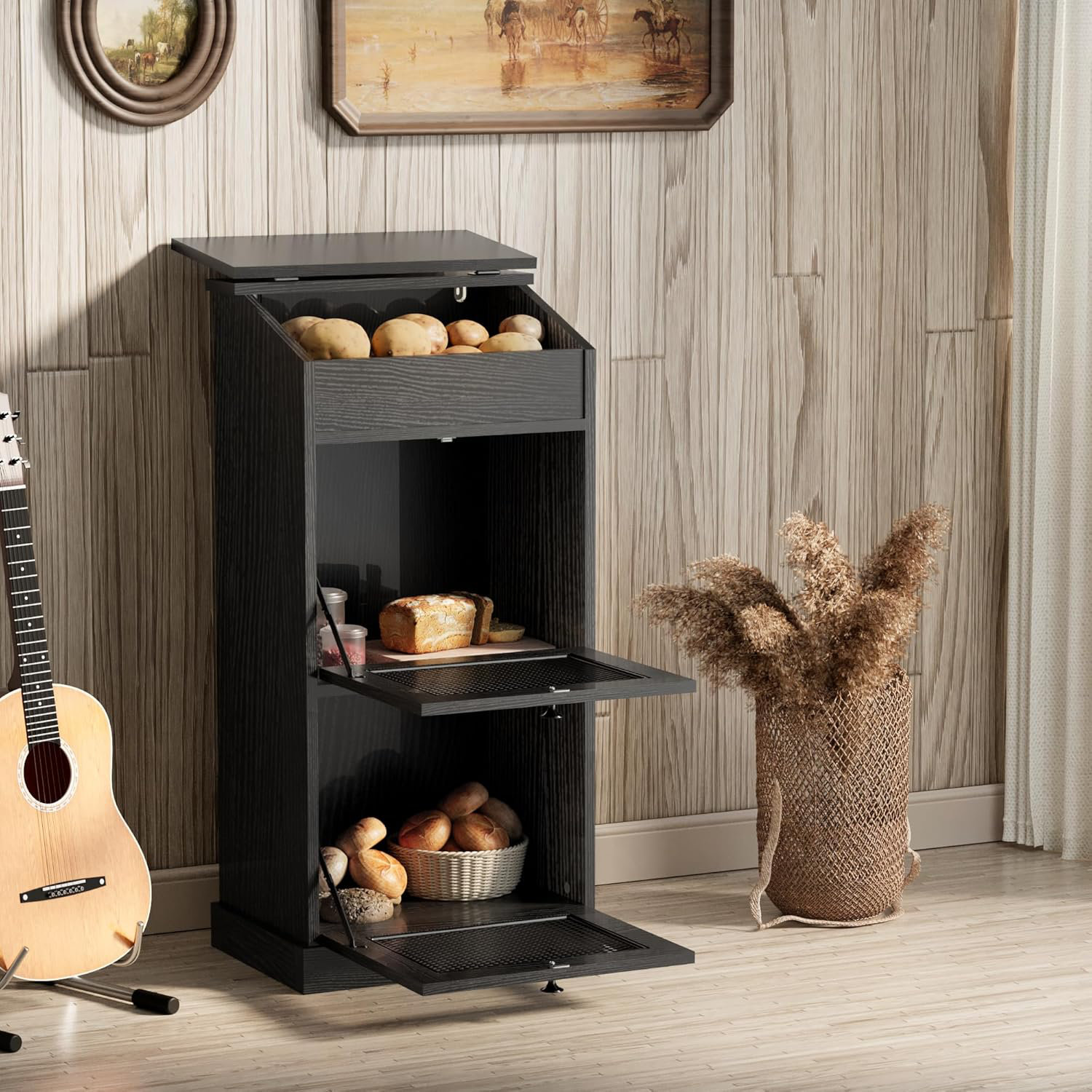 GO APPLIANCE CENTRAL, LLC Potato Storage Wood Box, Wooden Bread Storage ...