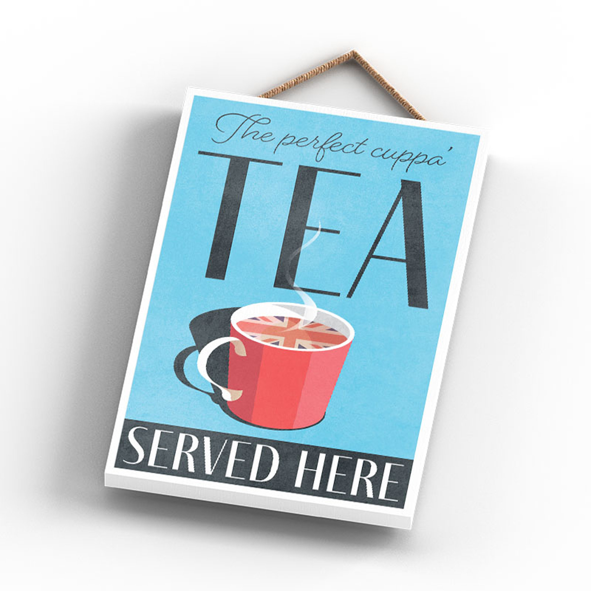 Happy Larry PERFECT CUPPA SERVED HERE BLUE 185X120 | Wayfair.co.uk