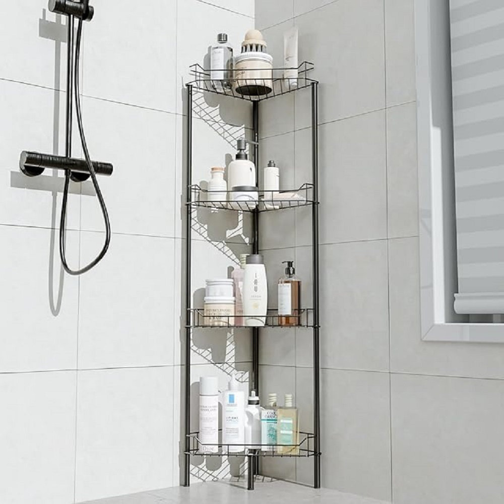 Rebrilliant 4 Tier Standing Corner Shower Caddy, Rustproof Bathroom ...