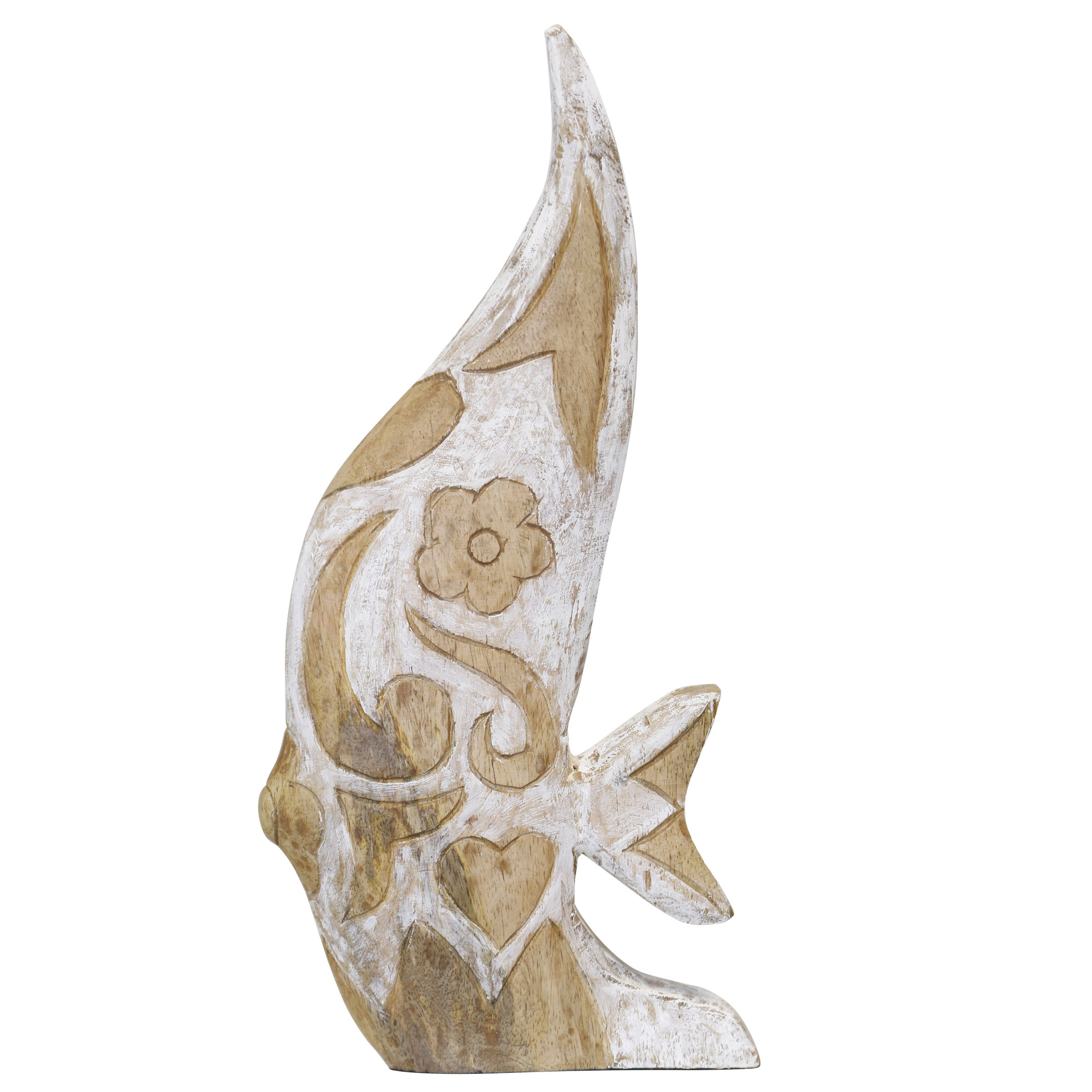 Millwood Pines Grasiela - Wood Carved Fish Decor - Natural - 8" x 2" x ...