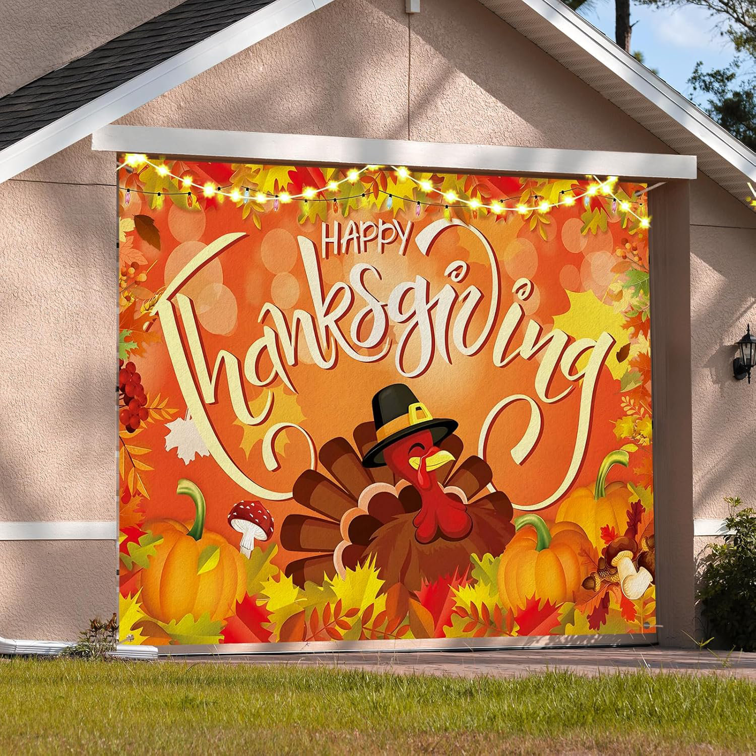 The Holiday Aisle® Fall Thanksgiving Garage Door Banner With String ...