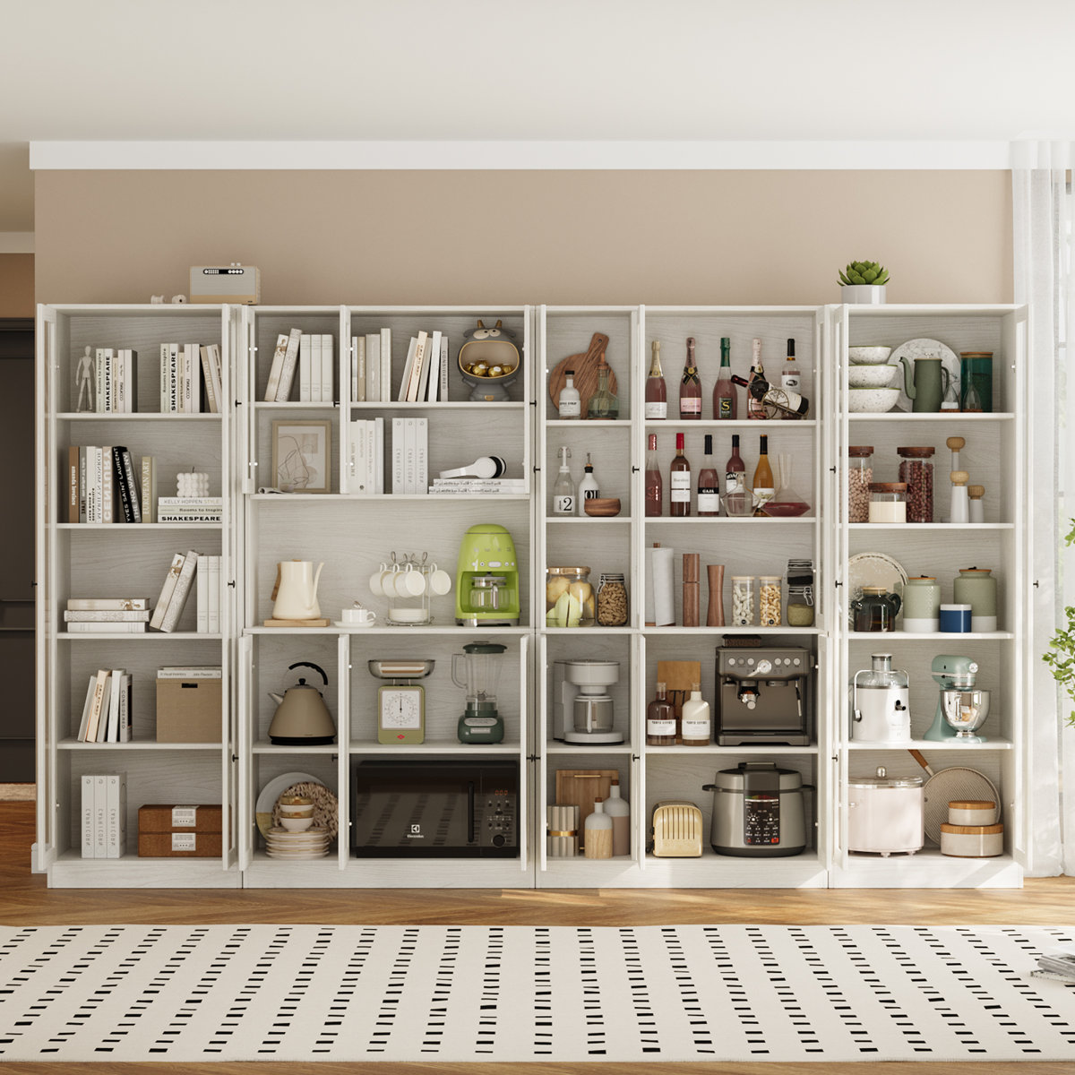 Latitude Run® White Book Cabinet Storage Bookcase, 5-Tier Modern ...